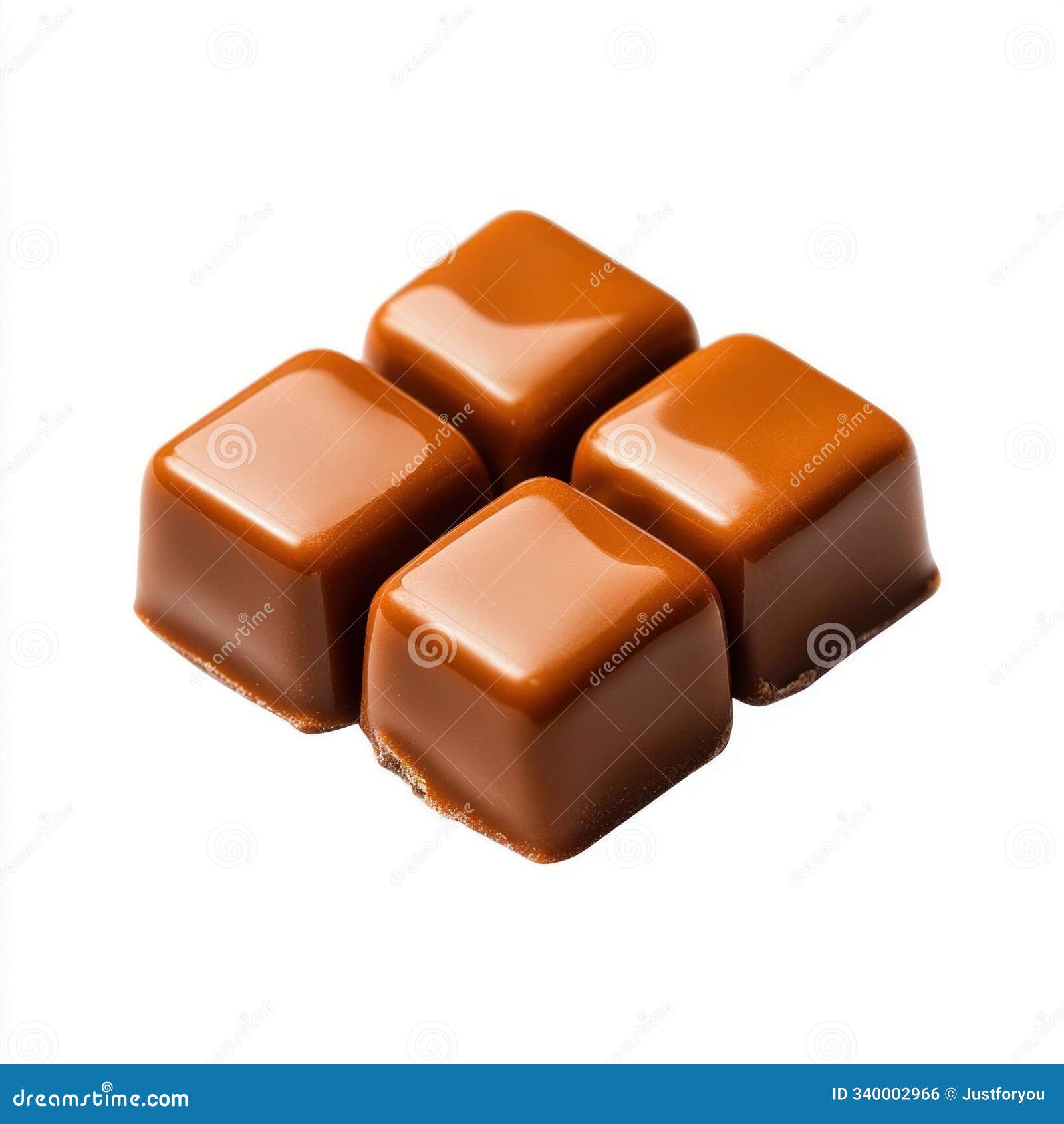 Four Caramel Squares Isolated on White Background Stock Illustration ...
