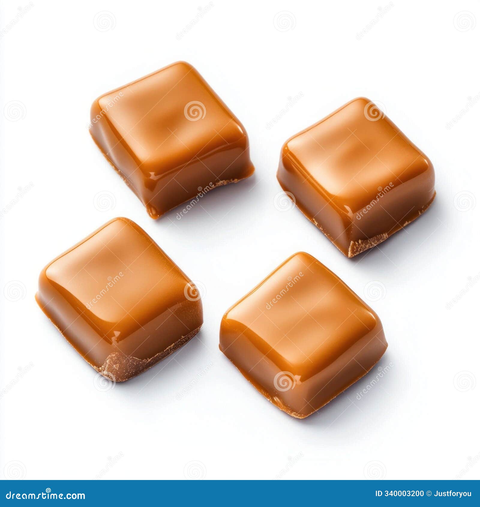 Four Caramel Squares Isolated on White Background Stock Illustration ...