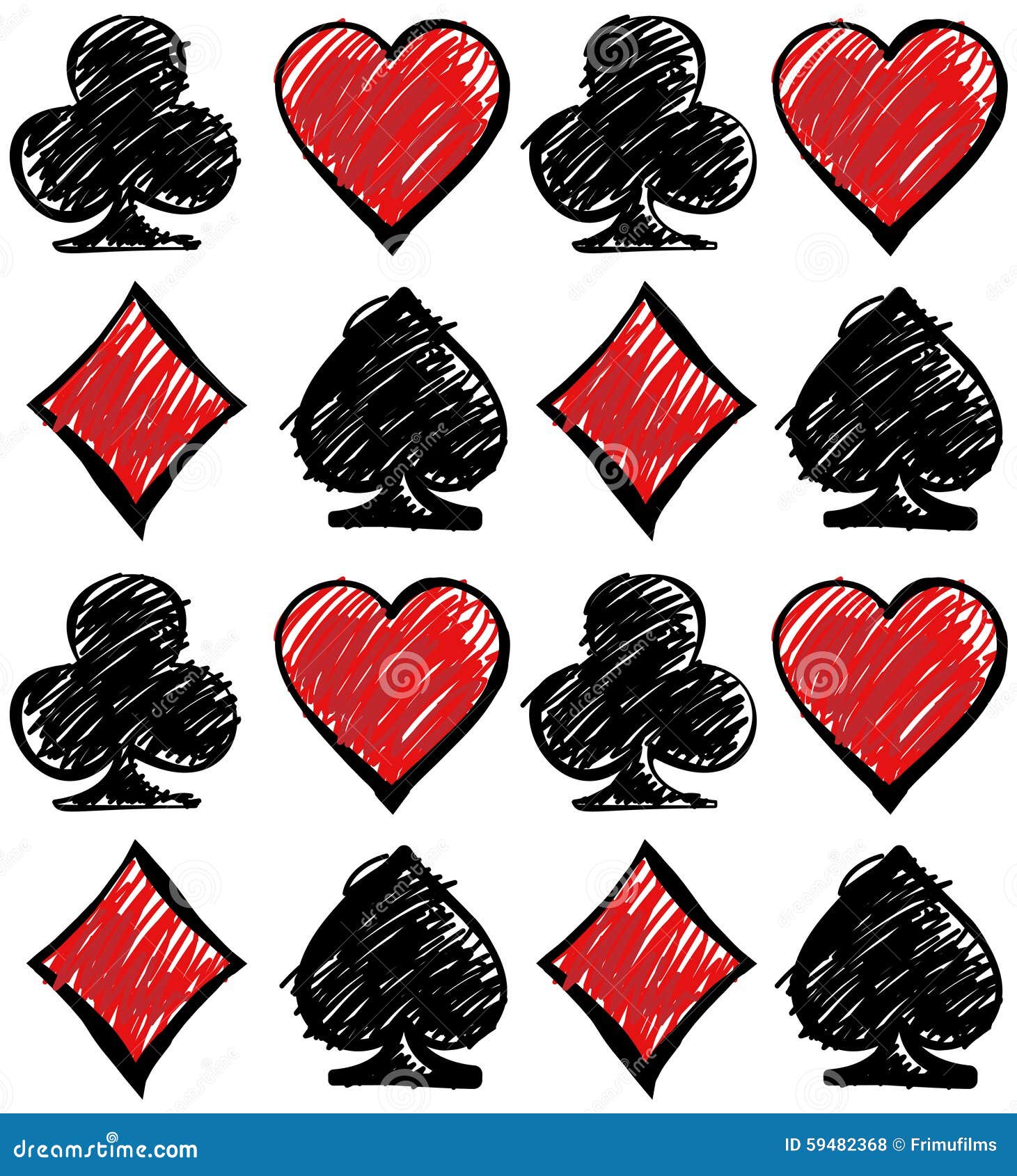 Four Card Suits. Cards Deck Pattern. Stock Vector - Illustration of ...