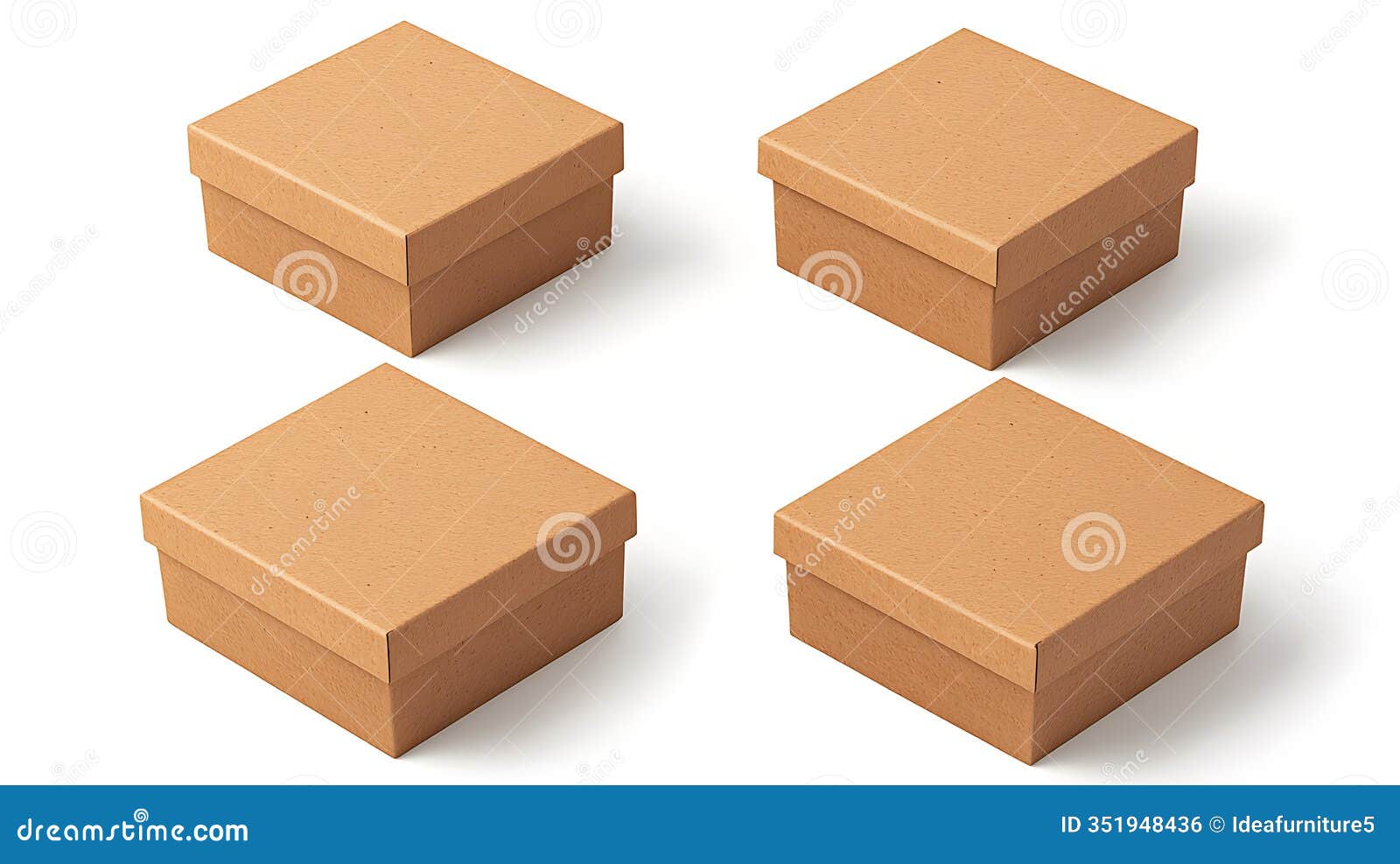 Four Cardboard Boxes are Shown in a Row Stock Photo - Image of ready ...