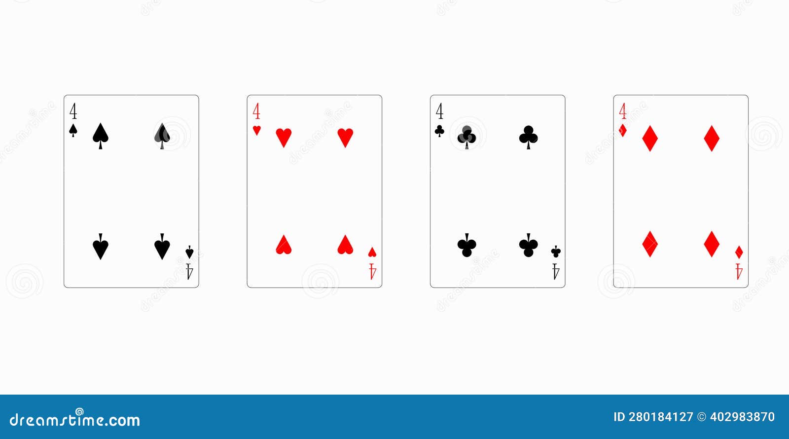 Poker Four Cards Four. Vector Stock Vector - Illustration of brand ...