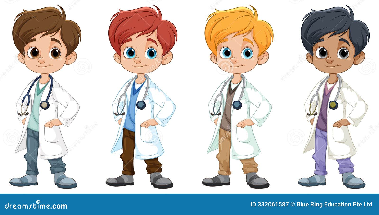 Four cartoon doctors stock illustration. Illustration of cartoon ...