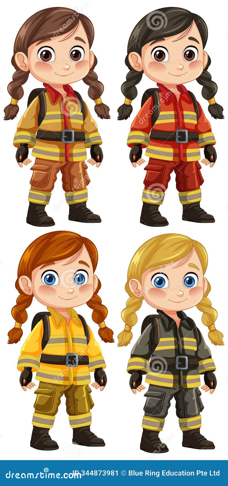 Set For Animation Of Firefighters In Uniform, Cartoon Vector ...