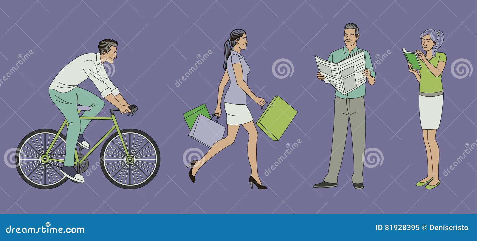 Four cartoon people. stock vector. Illustration of cartoon - 81928395