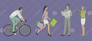 Four cartoon people. stock vector. Illustration of cartoon - 81928395