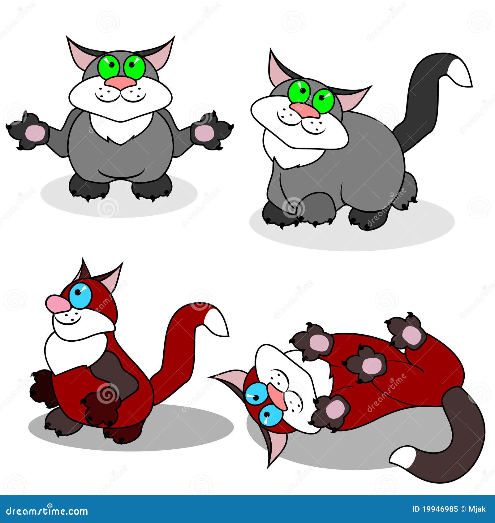 Four cats stock vector. Illustration of gesture, animal - 19946985