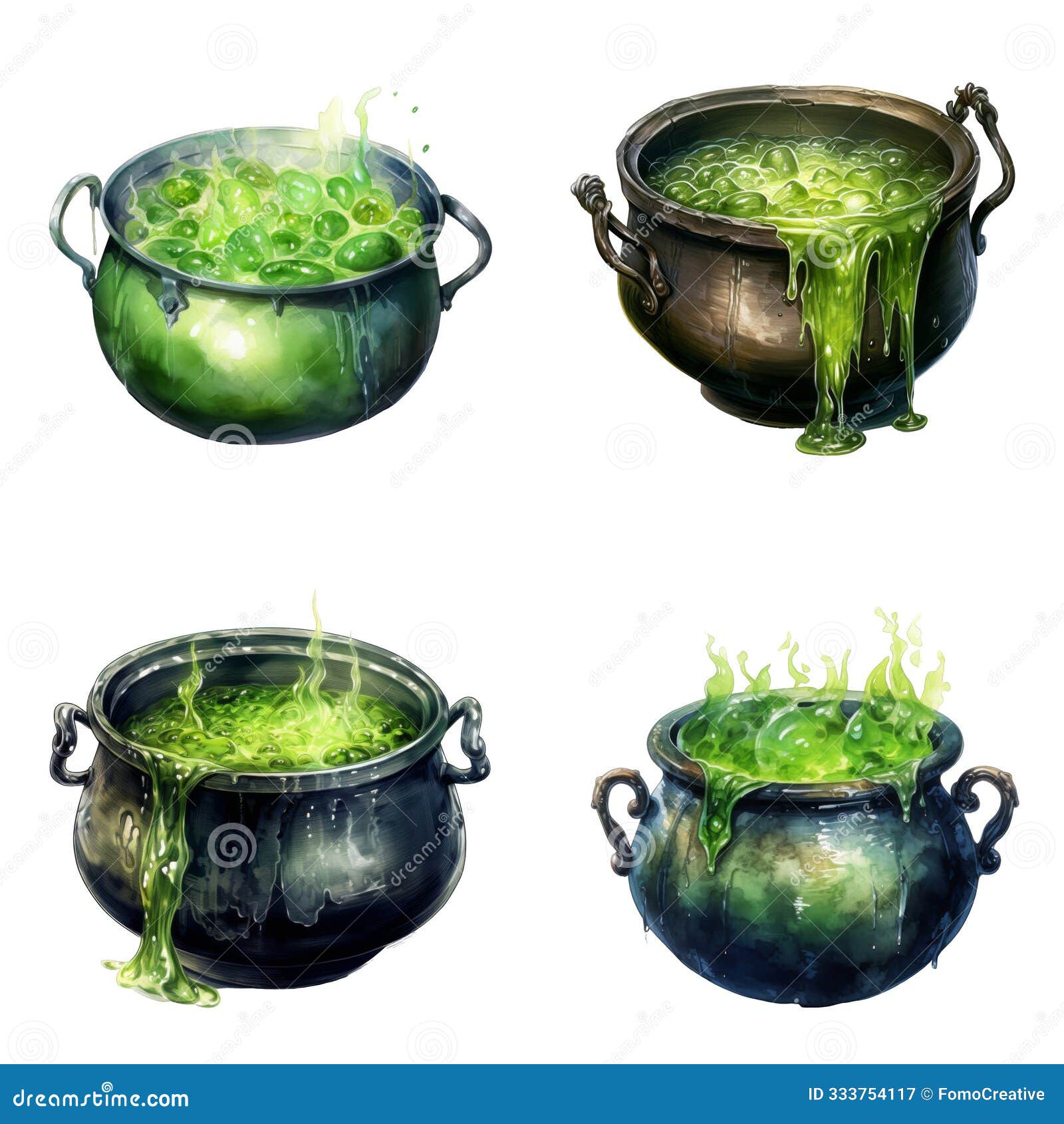 Cauldrons With A Handle Included. Dishes For Tourist Recreation. Vector ...
