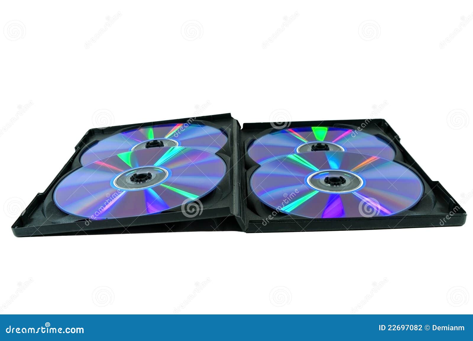 Four CD-ROM in a black box stock photo. Image of round - 22697082
