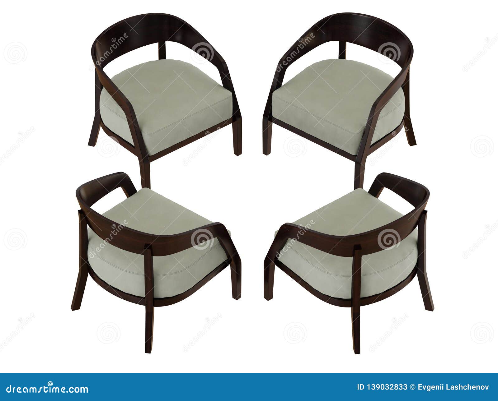 Four Chairs with a Soft Seat in a Circle Stock Illustration ...