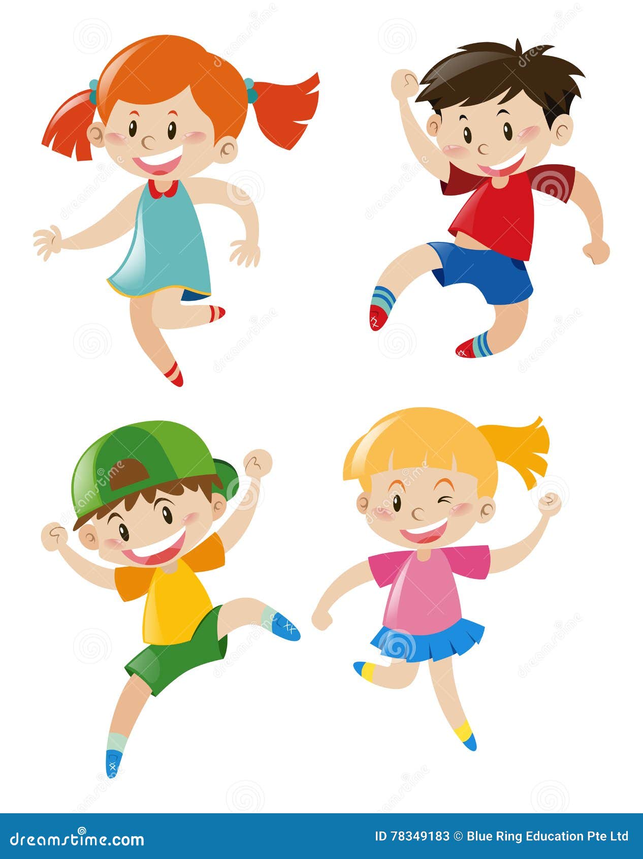 Four characters of kids stock vector. Illustration of children - 78349183