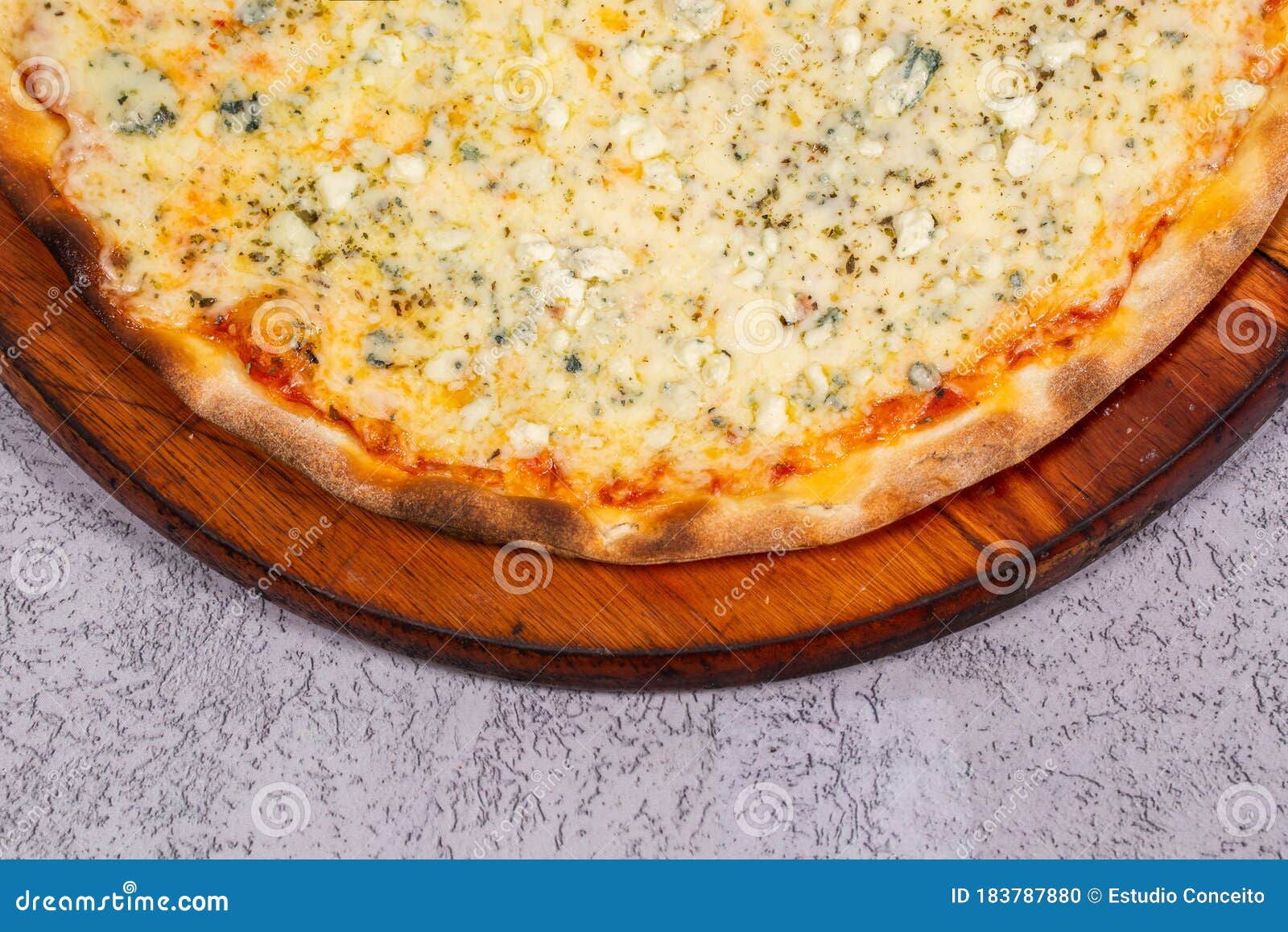 Four Cheese Pizza on Gray Background Stock Photo - Image of path, four ...