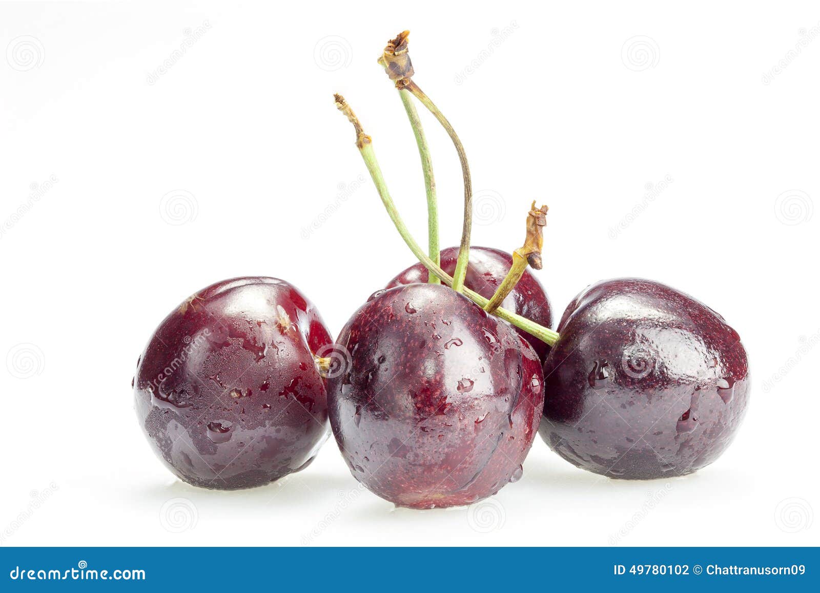 Four Cherry Berries Isolated on White Background Stock Photo - Image of ...