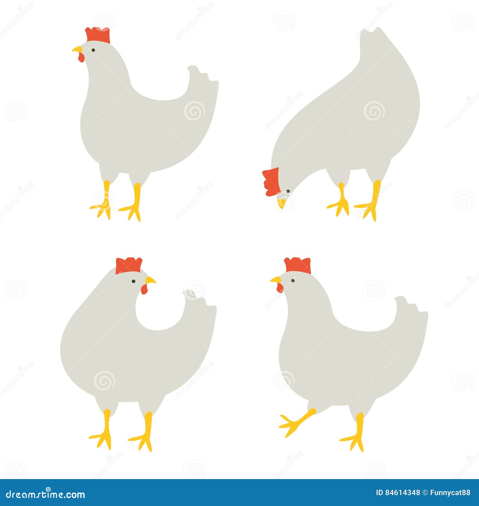Four chicken stock vector. Illustration of cartoon, easter - 84614348