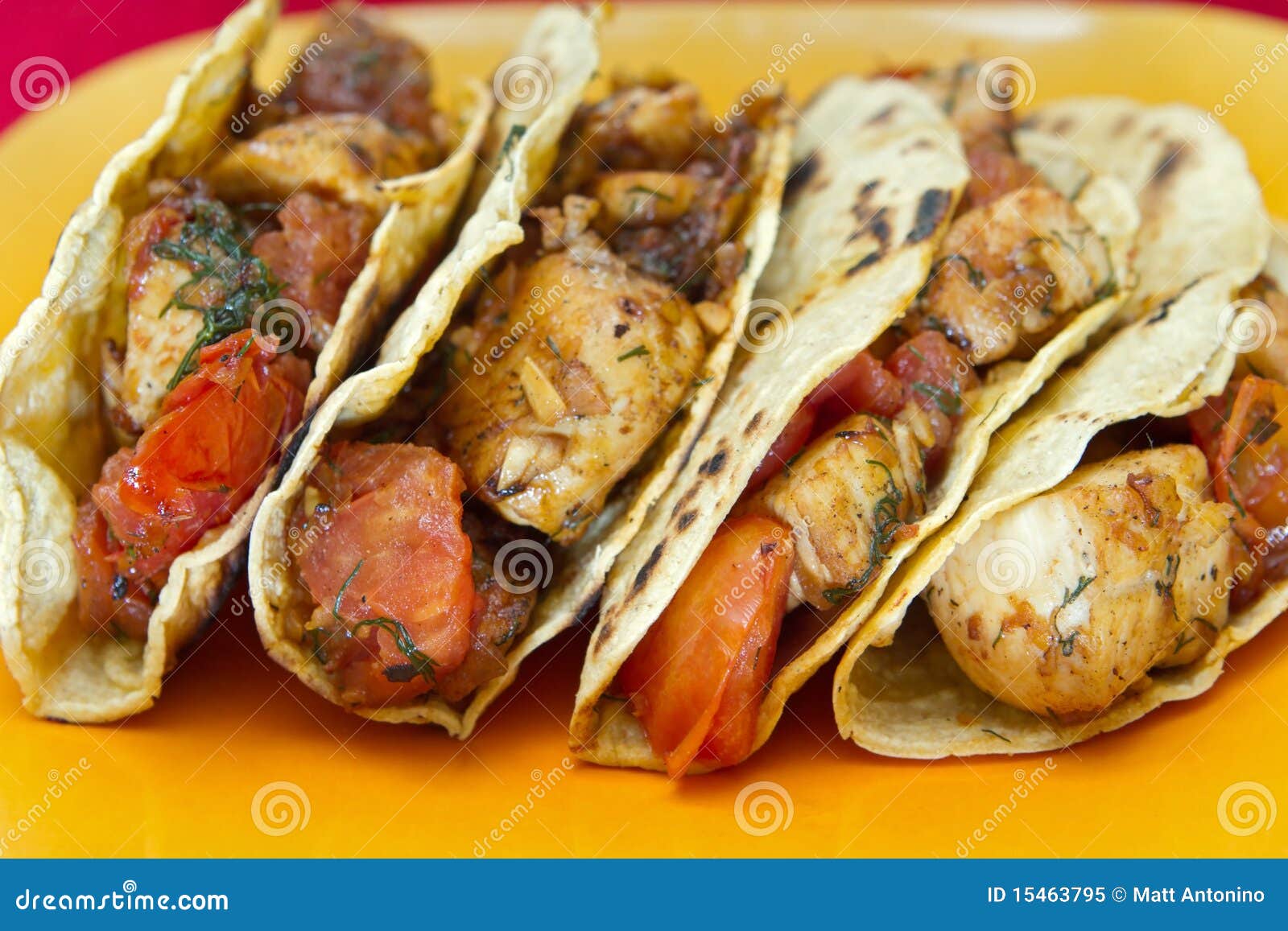 Four chicken tacos stock image. Image of healthy, pepper - 15463795