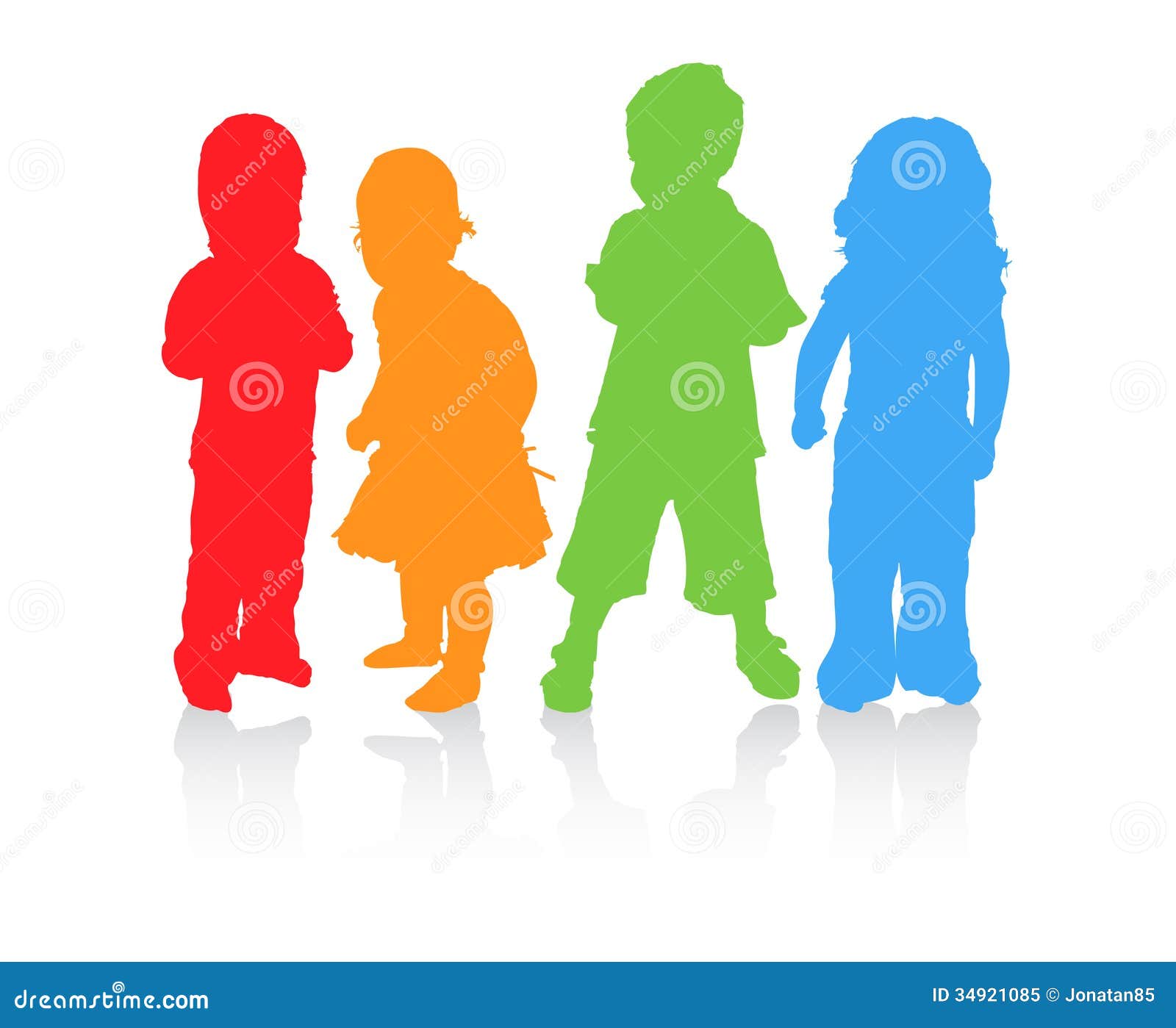 Four Children in Diffrent Color. Stock Illustration - Illustration of ...