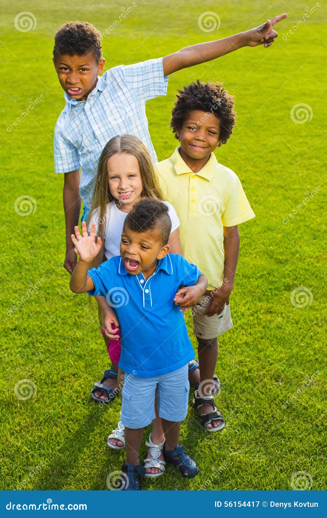 Four Children are Playing on the Glade. Stock Image - Image of nature ...