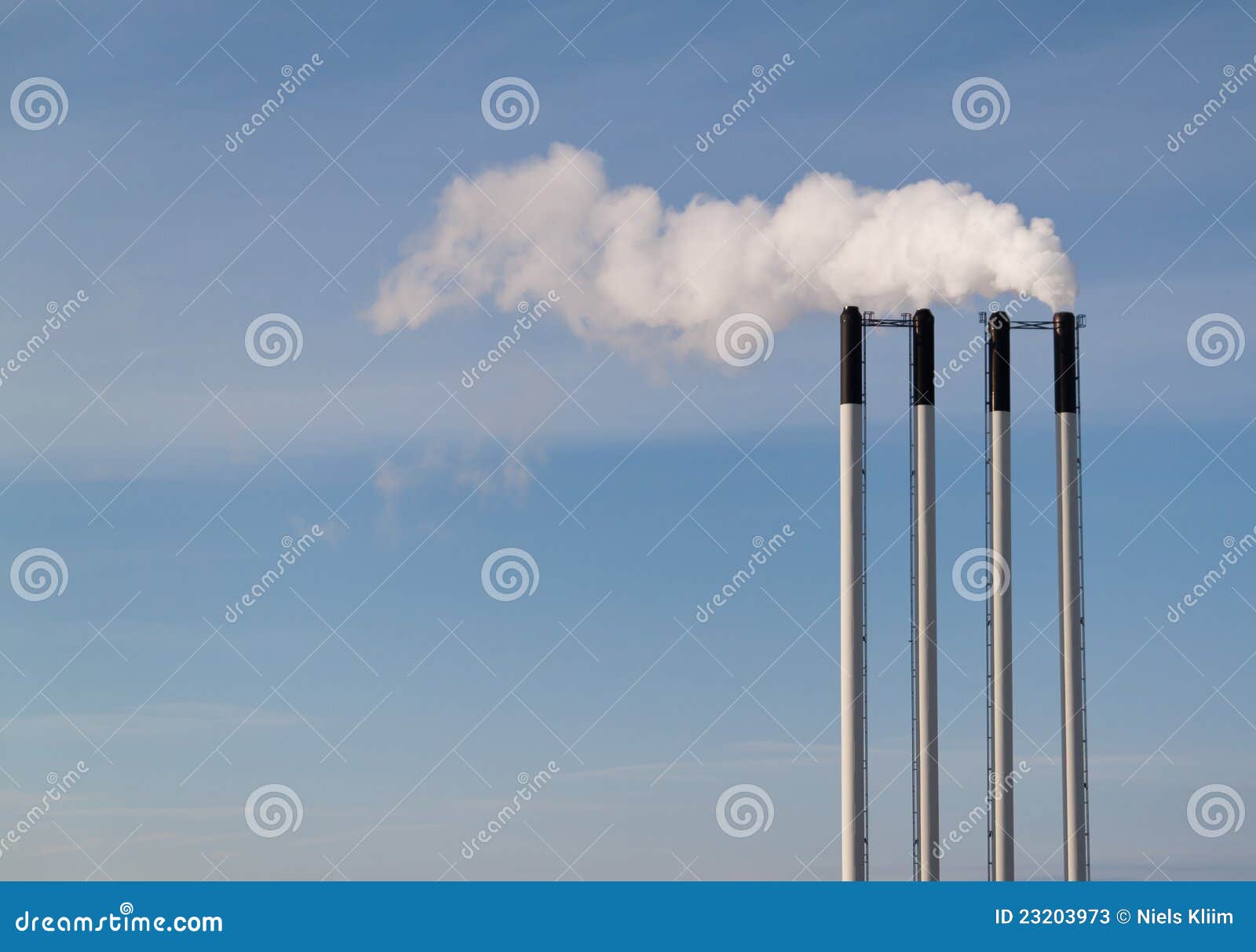 Four Chimneys on a Blue Sky Stock Image - Image of chemical, dioxide ...