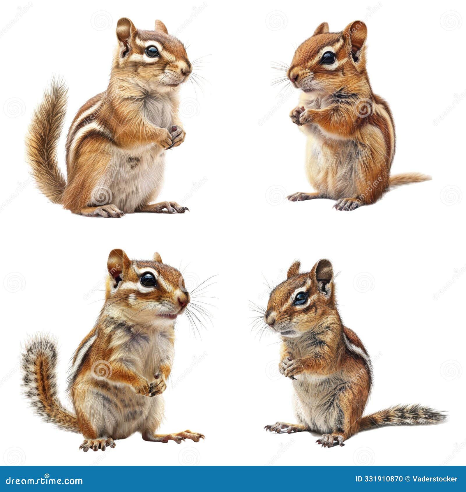 Four Chipmunks Sitting on a White Background Stock Illustration ...