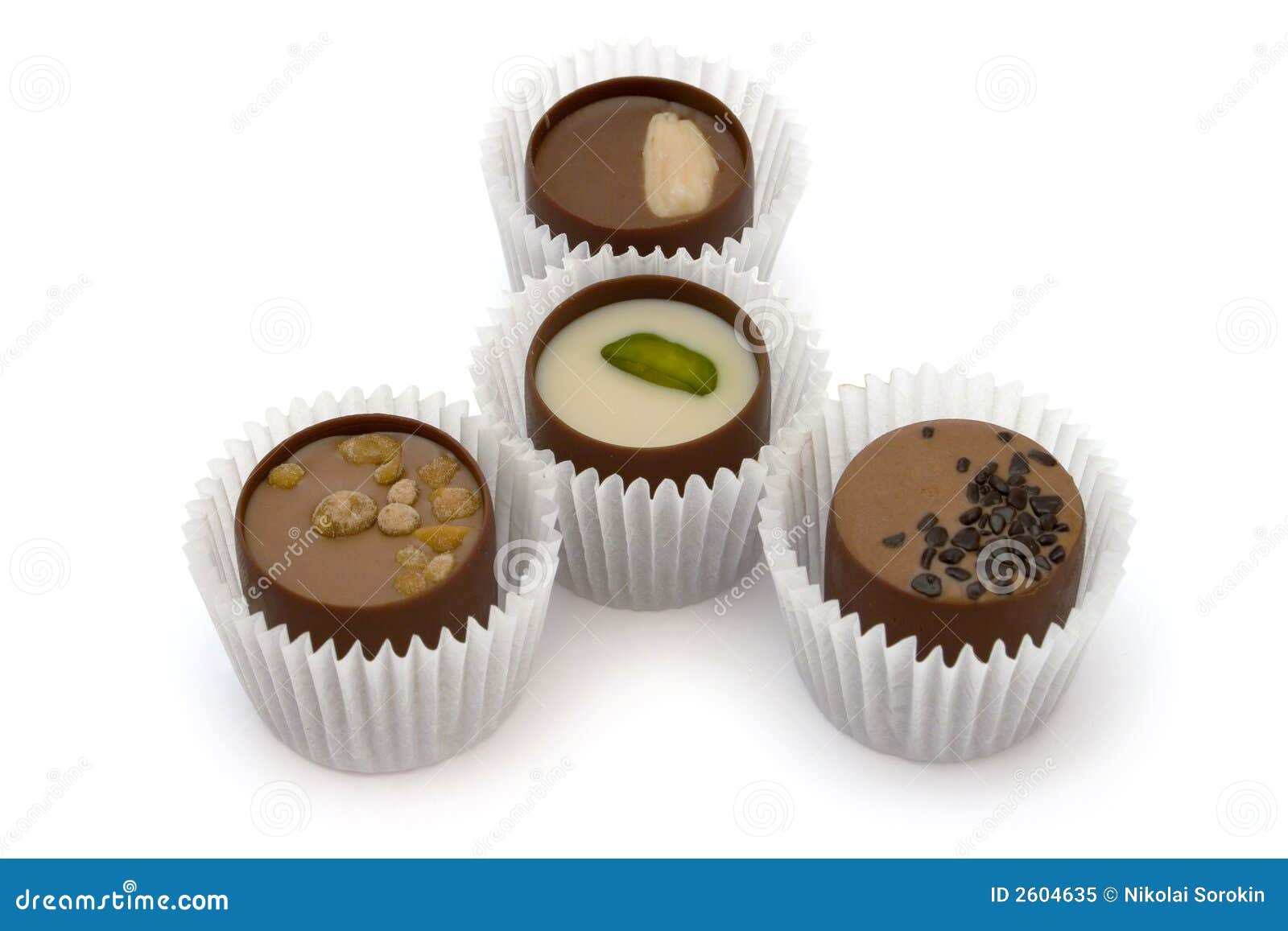 Four chocolate candy stock image. Image of indulgence - 2604635