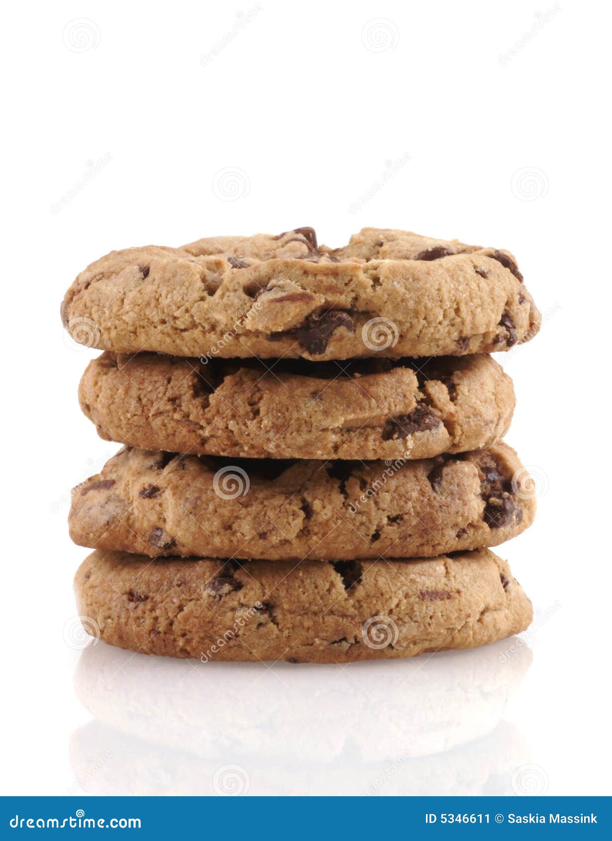 Four Chocolate Chip Cookies. Stock Image - Image: 5346611