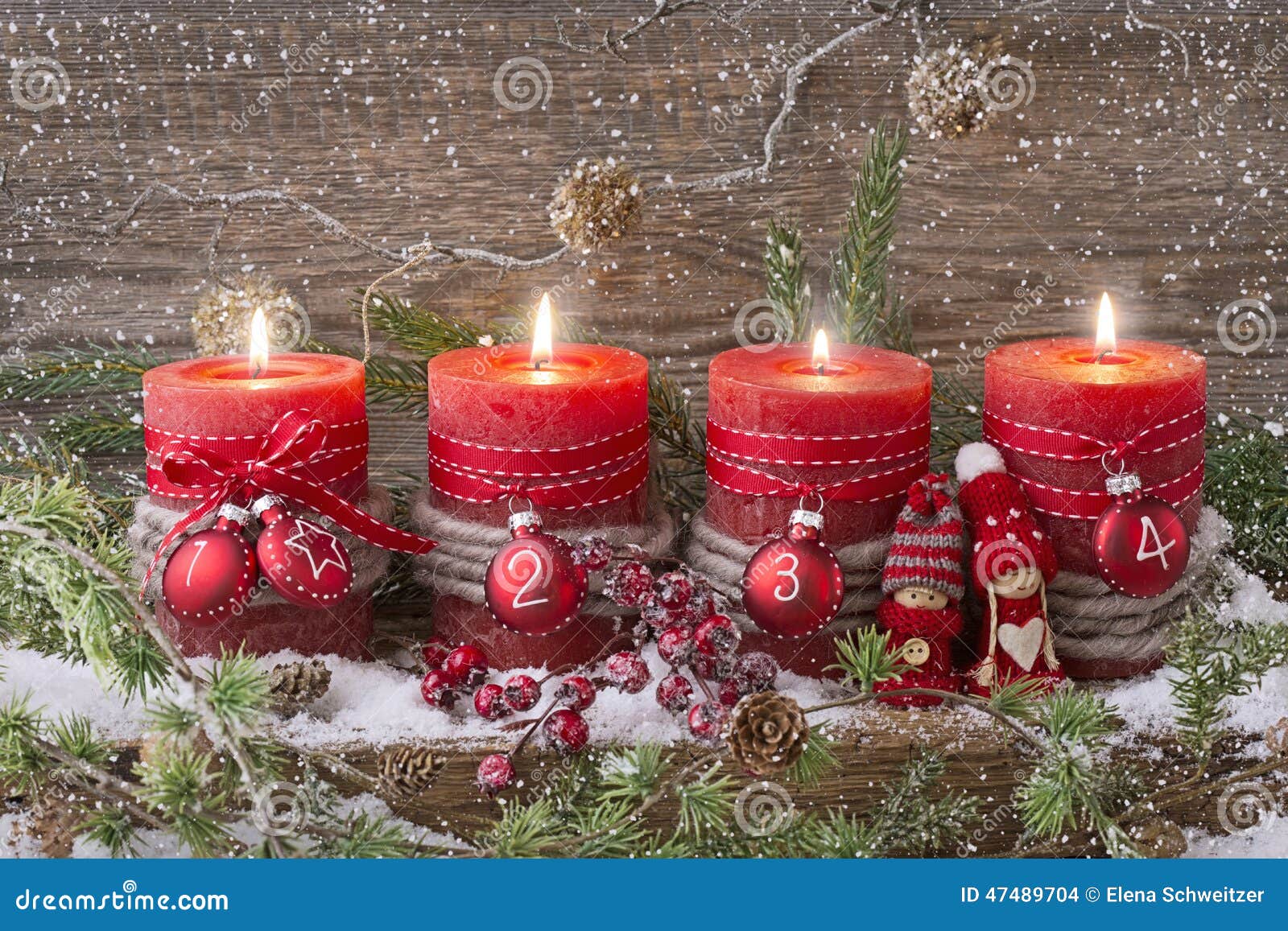 Four christmas candle stock photo. Image of cone, rustic - 47489704