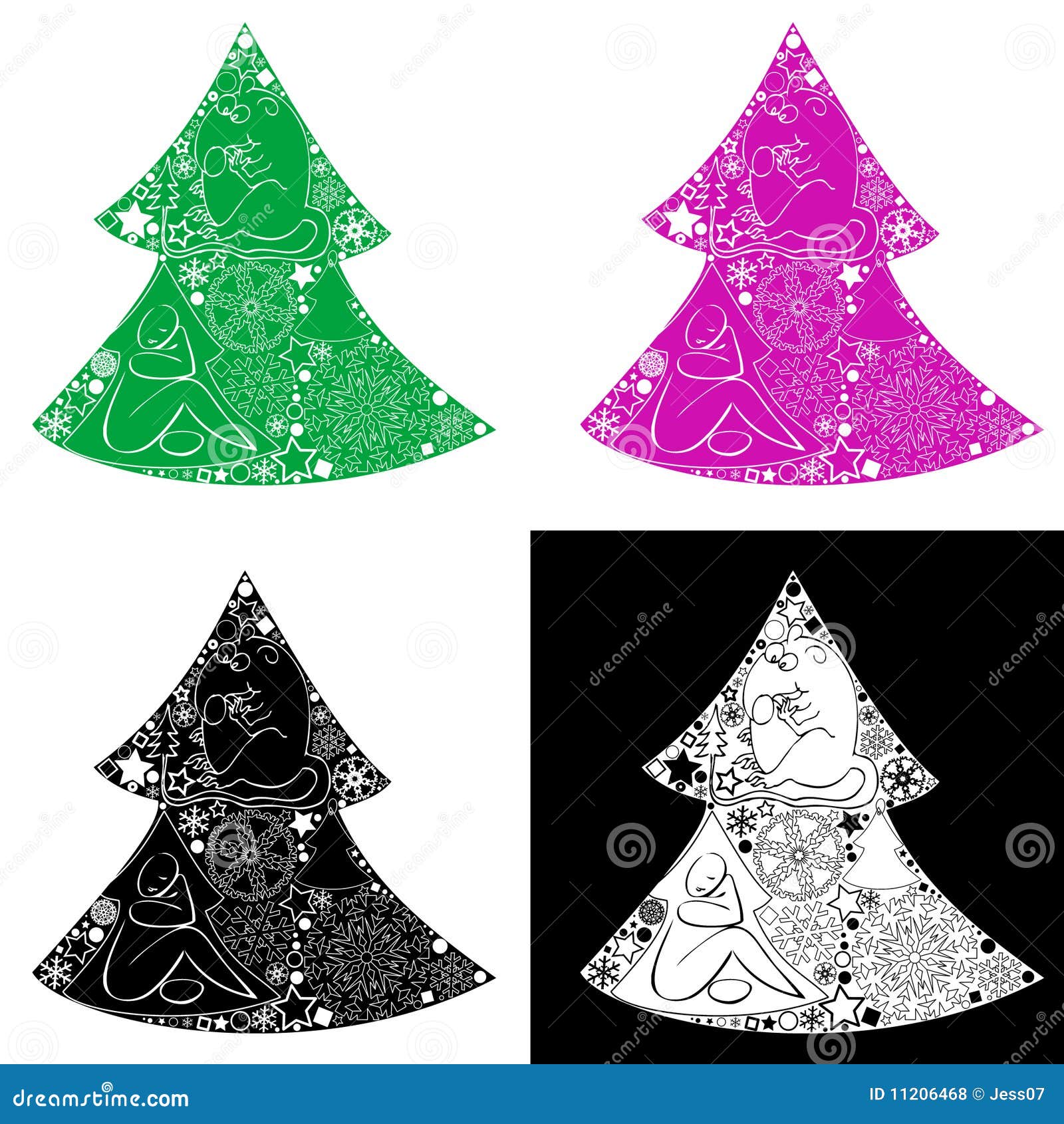 Four christmas trees stock illustration. Illustration of celebration ...