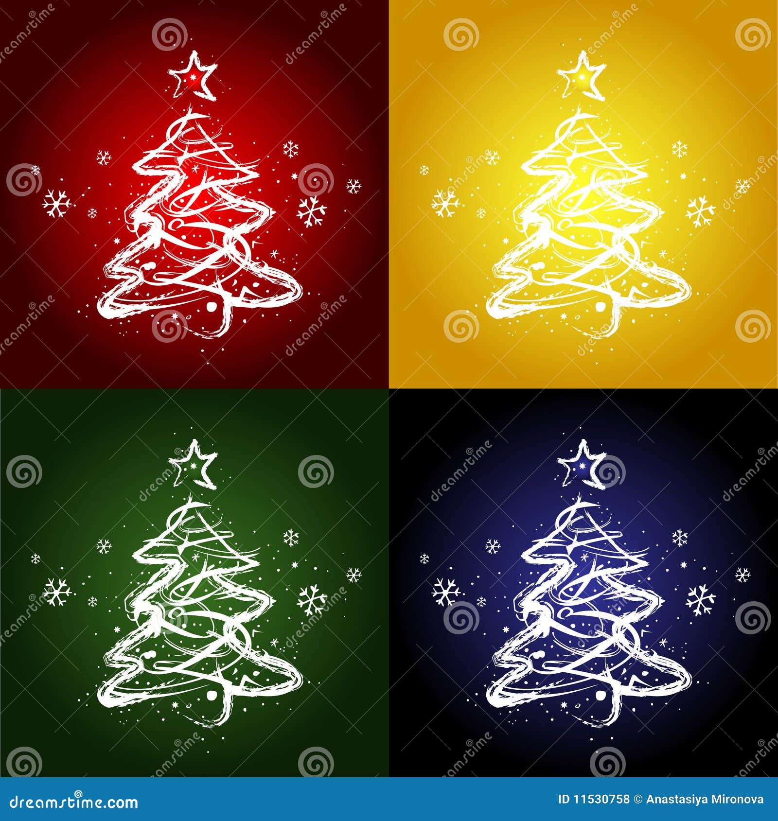 Four christmas trees stock vector. Illustration of decorated - 11530758