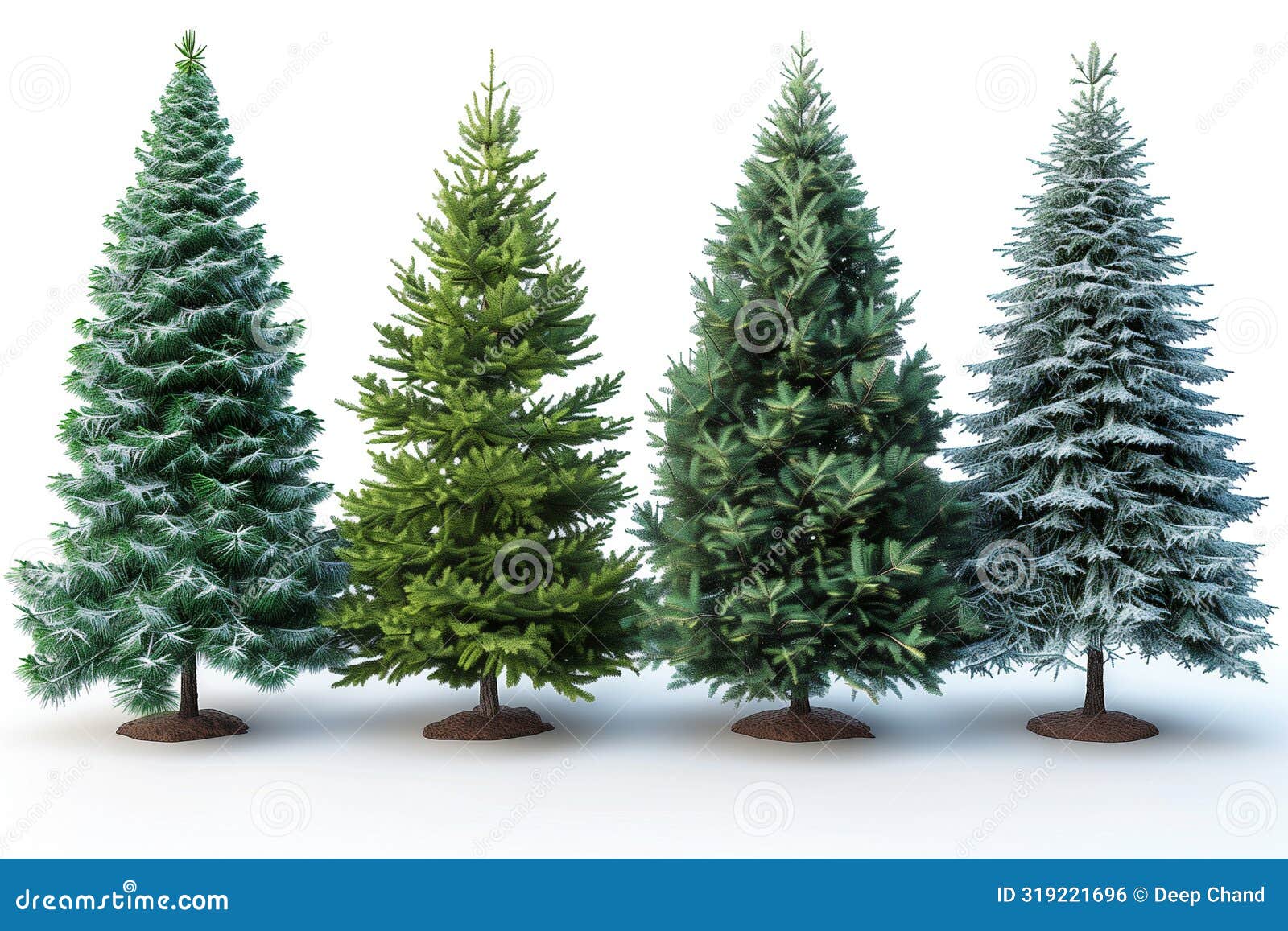 Four Christmas Trees Isolated on White Stock Illustration ...