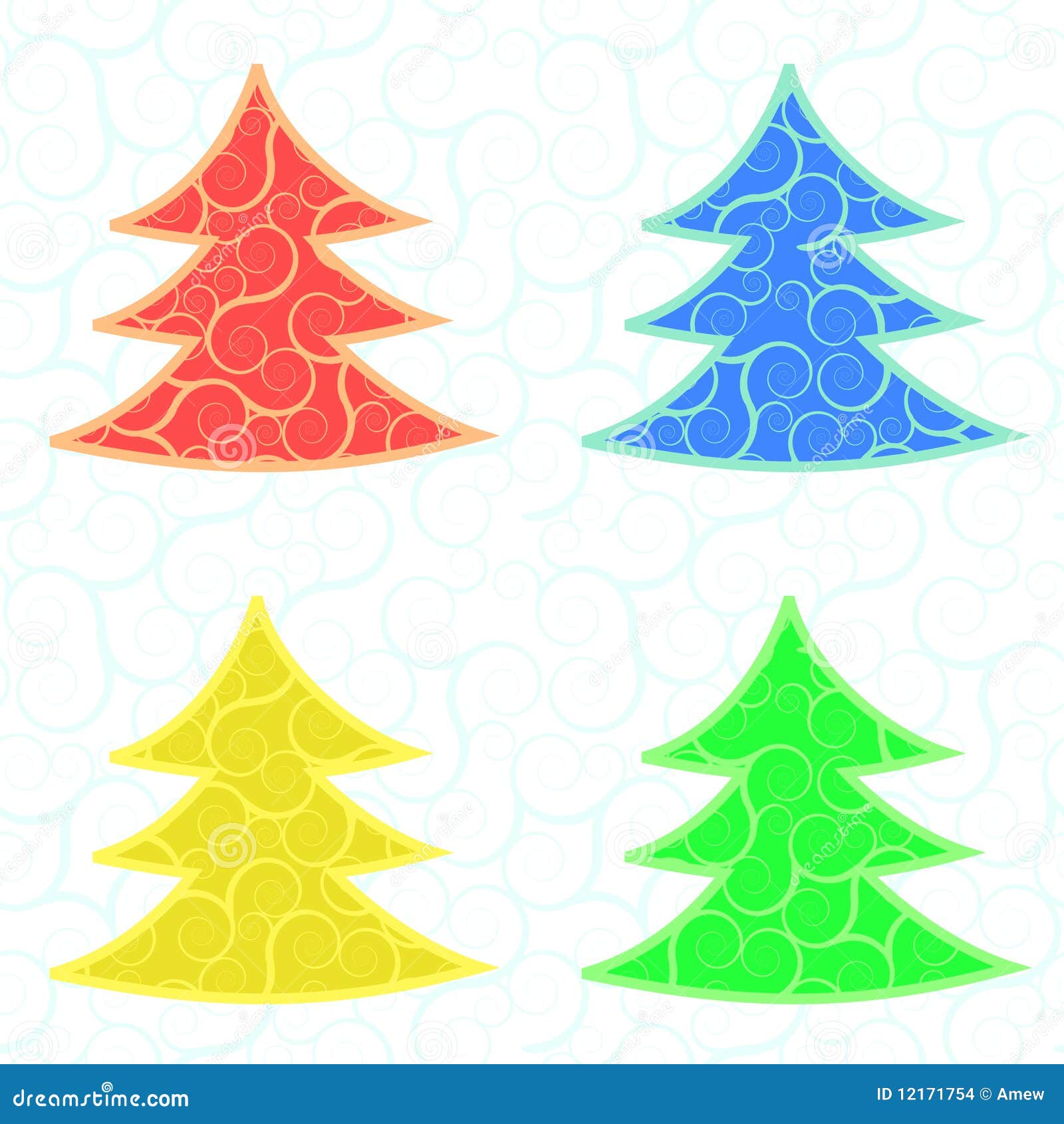Four Christmas Vector Trees Stock Vector - Illustration of four ...