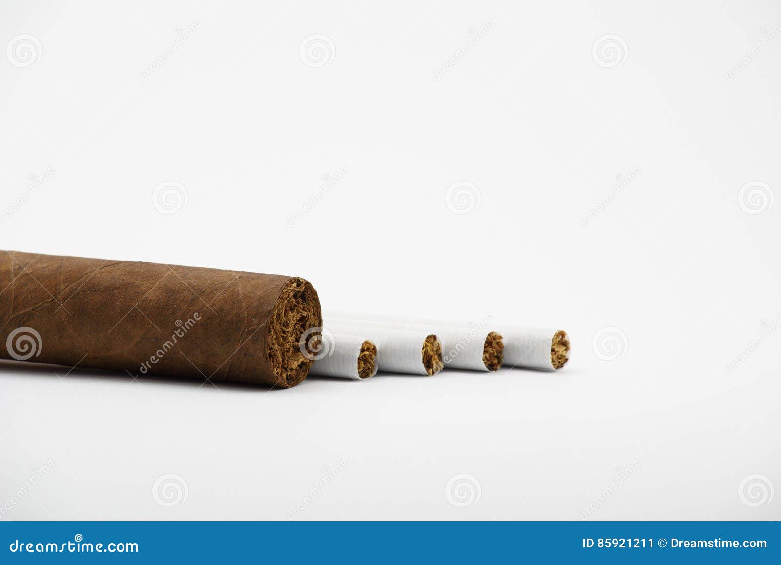 Four cigarettes and cigar stock image. Image of five - 85921211
