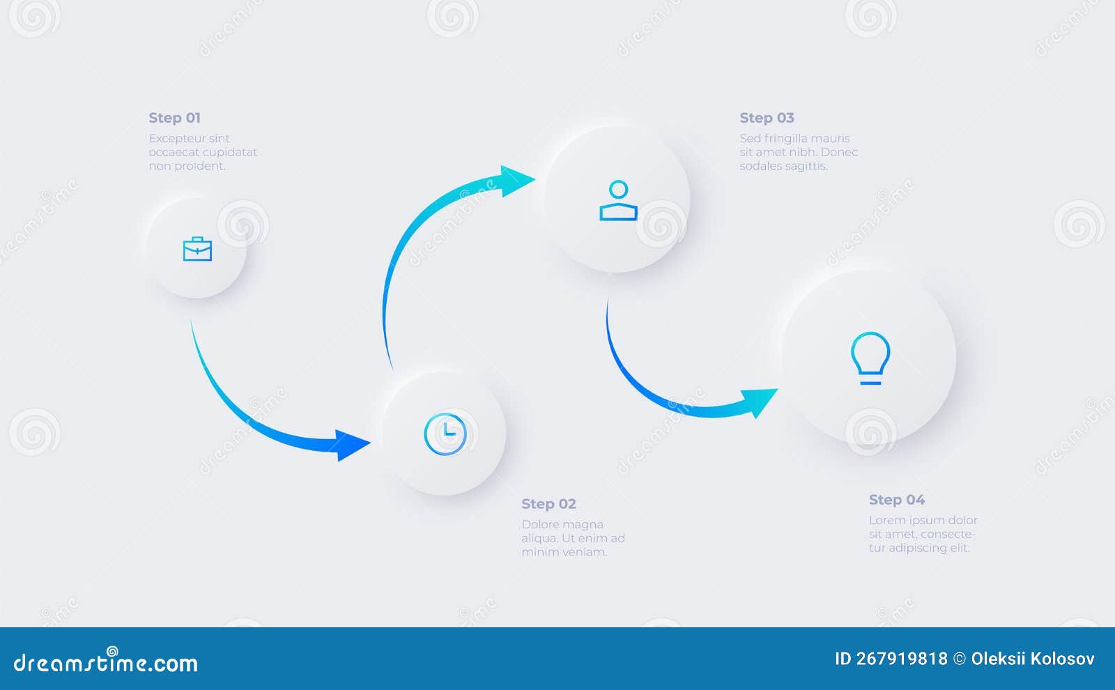 Four Circles With Arrows. Neumorphism Infographic Illustration. Growth ...