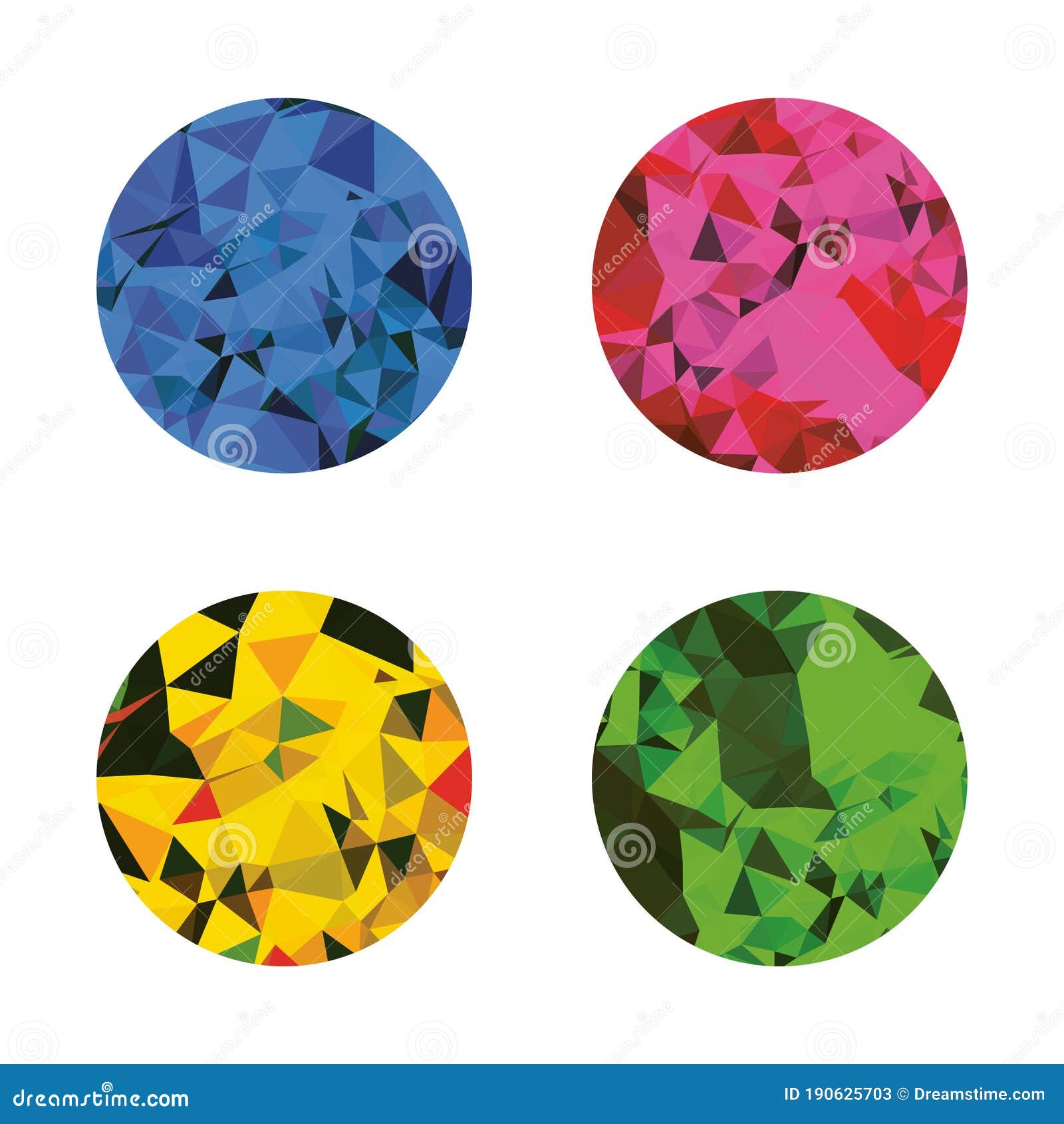 Set of Four Colorful Circles with 3d Geometric Shapes - Vector Stock ...