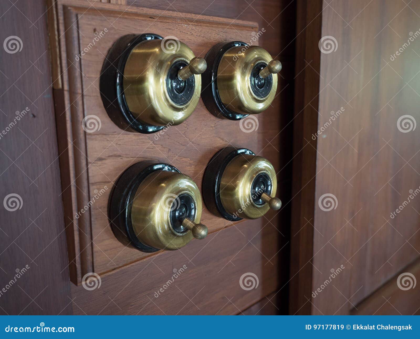 Four classic brass switch stock image. Image of electric - 97177819