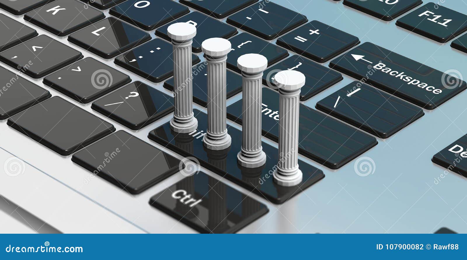 Four Classical Pillars on a Computer Keyboard. 3d Illustration Stock ...