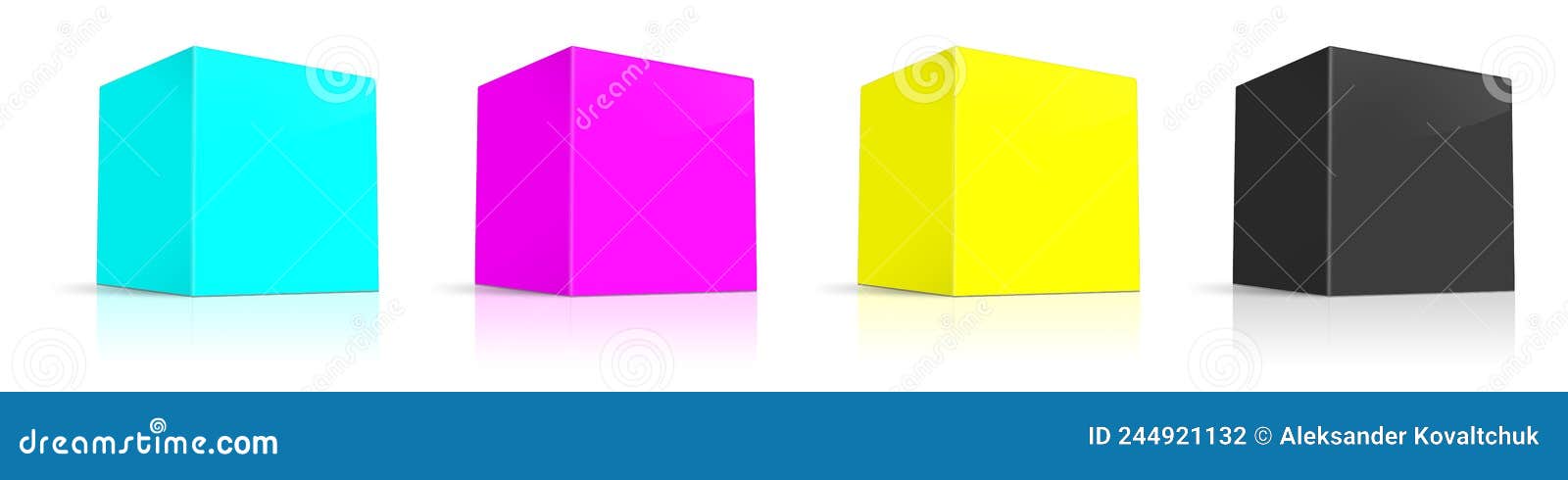 Four CMYK Software Boxes Blank Template Red, Green And Blue For ...