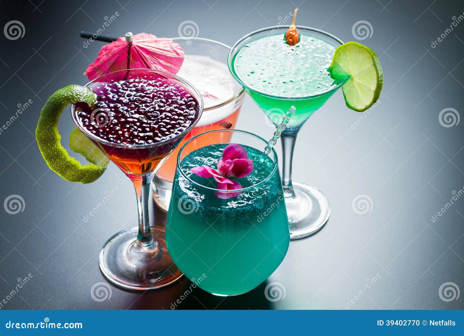 Four Cocktail with caviar stock photo. Image of pour - 39402770