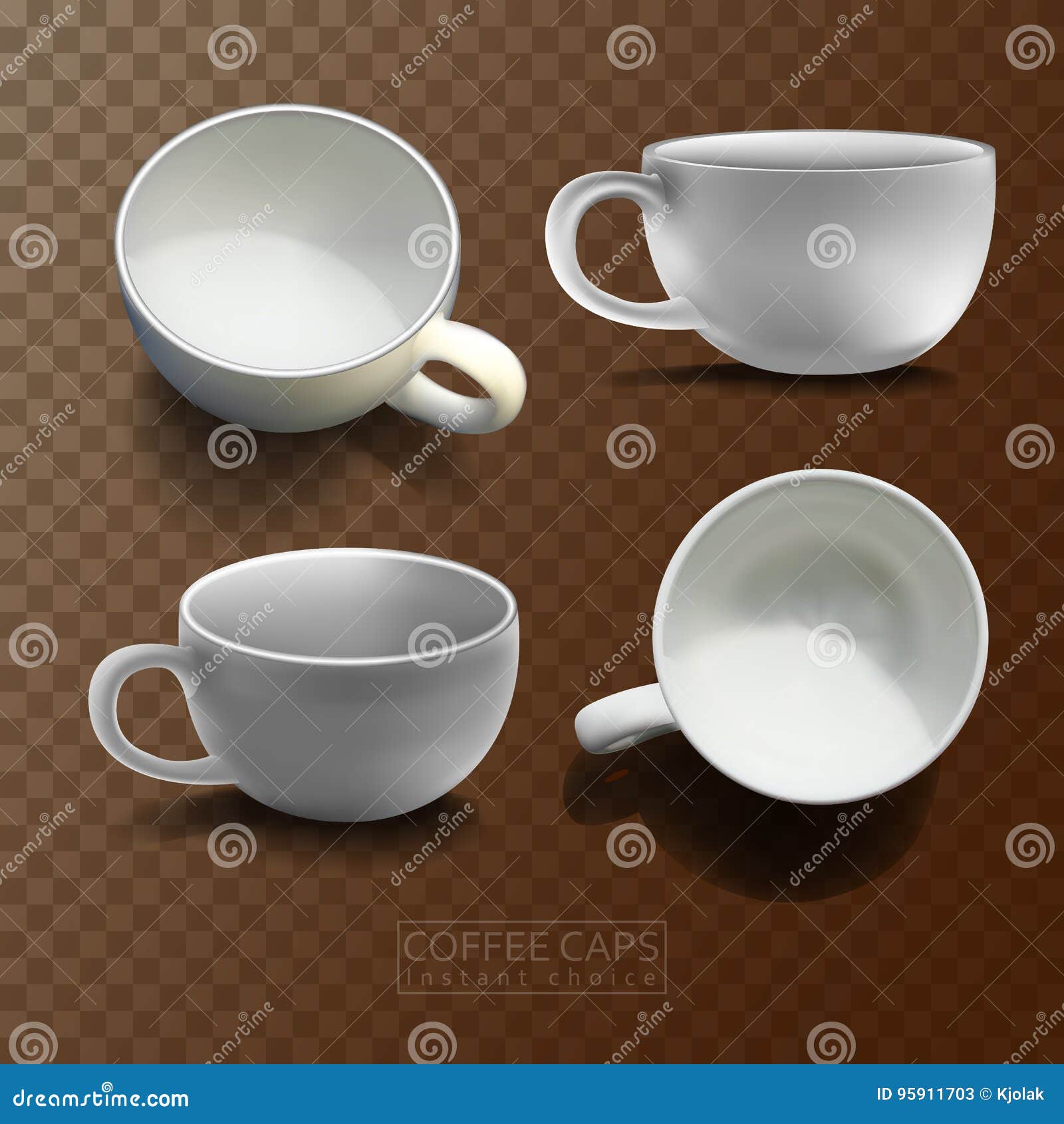 Four Coffee Cups in Different Angles Stock Vector - Illustration of ...