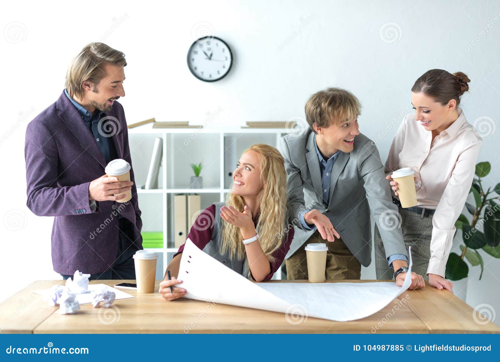 Colleagues Talking and Drinking Coffee Stock Image - Image of ...