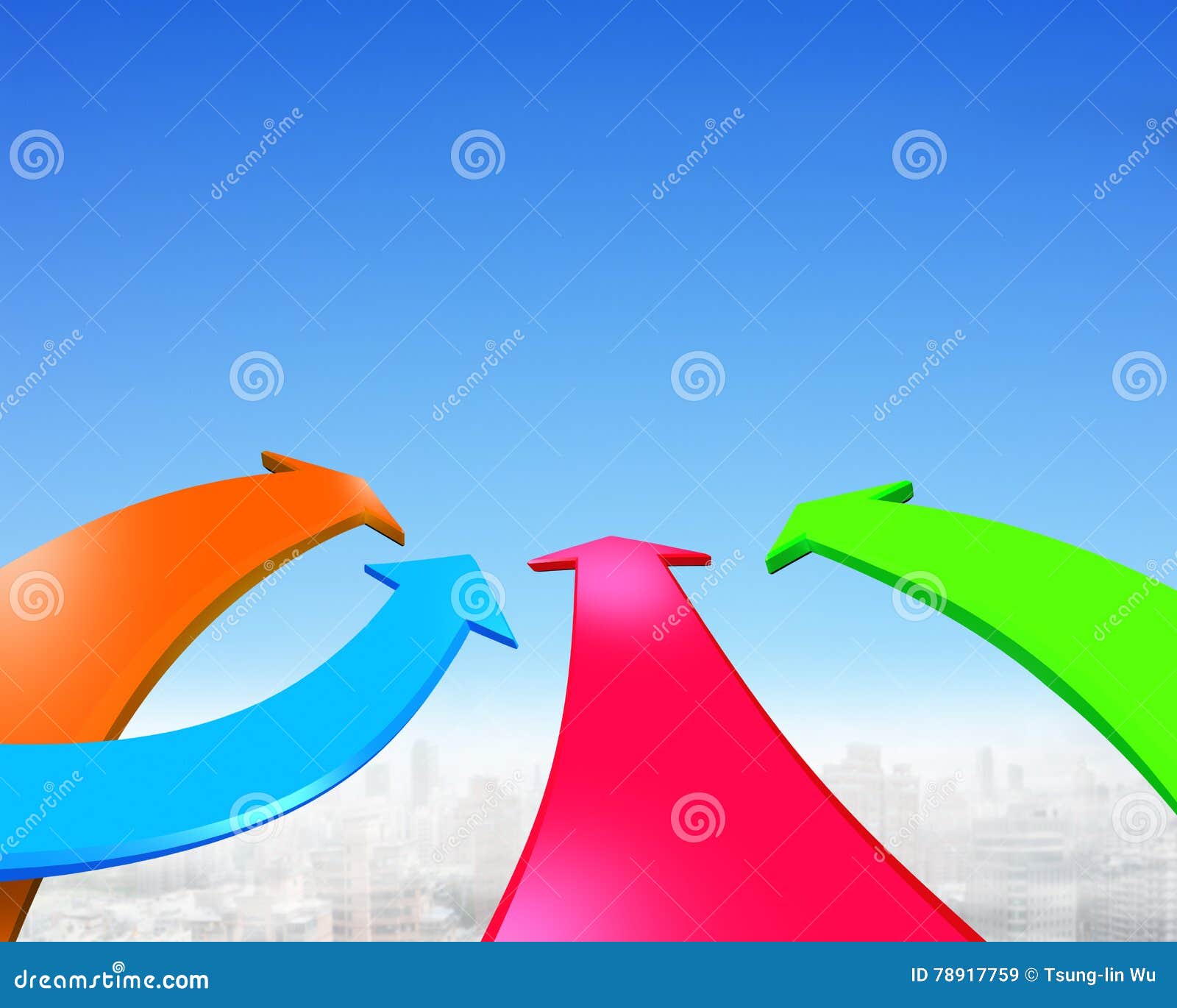 Four Color Arrows Go Forward Stock Image - Image of road, forward: 78917759