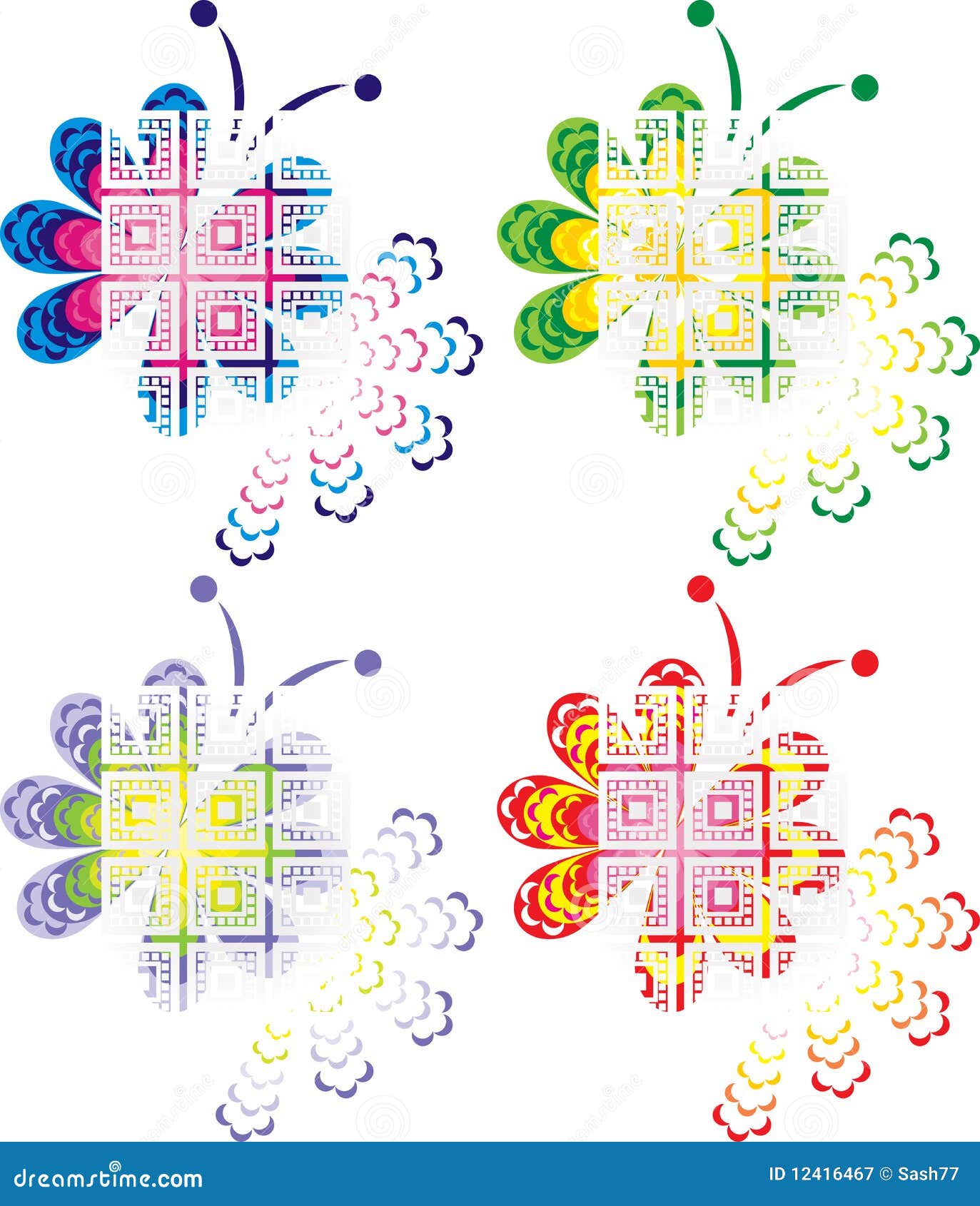 Four Color Design of Creative Butterfly Stock Vector - Illustration of ...