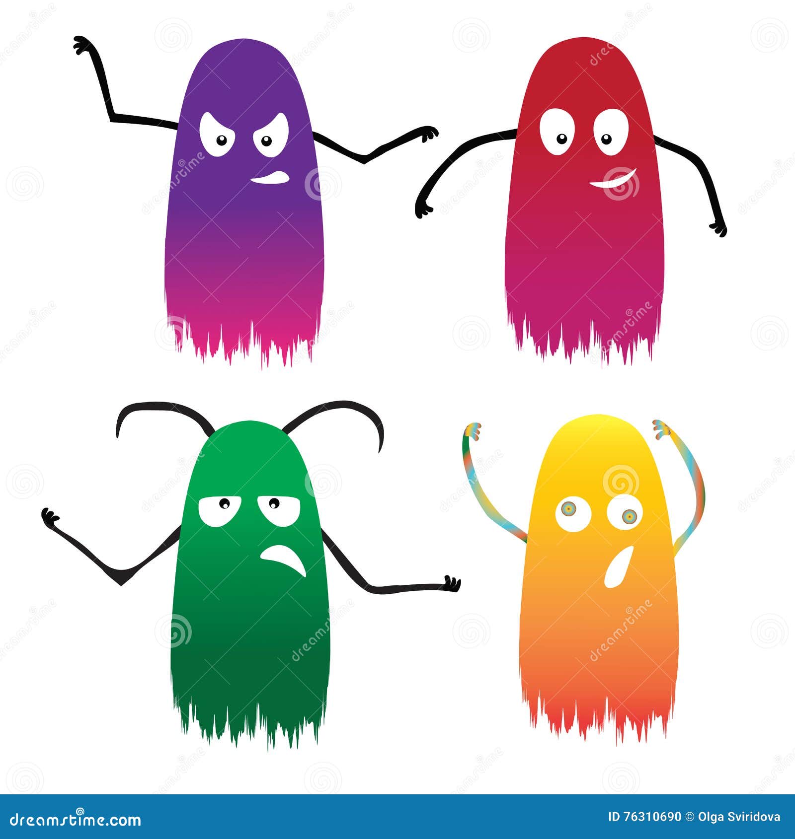 Four color ghost stock vector. Illustration of isolated - 76310690