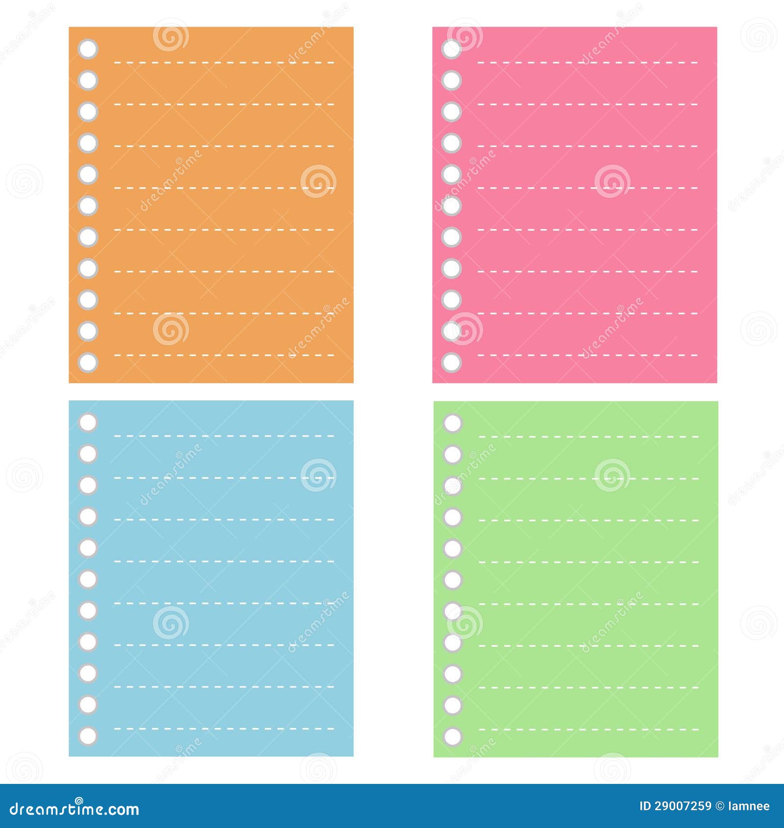 Four Color of Lined Spiral Notepad Papers Stock Vector - Illustration ...