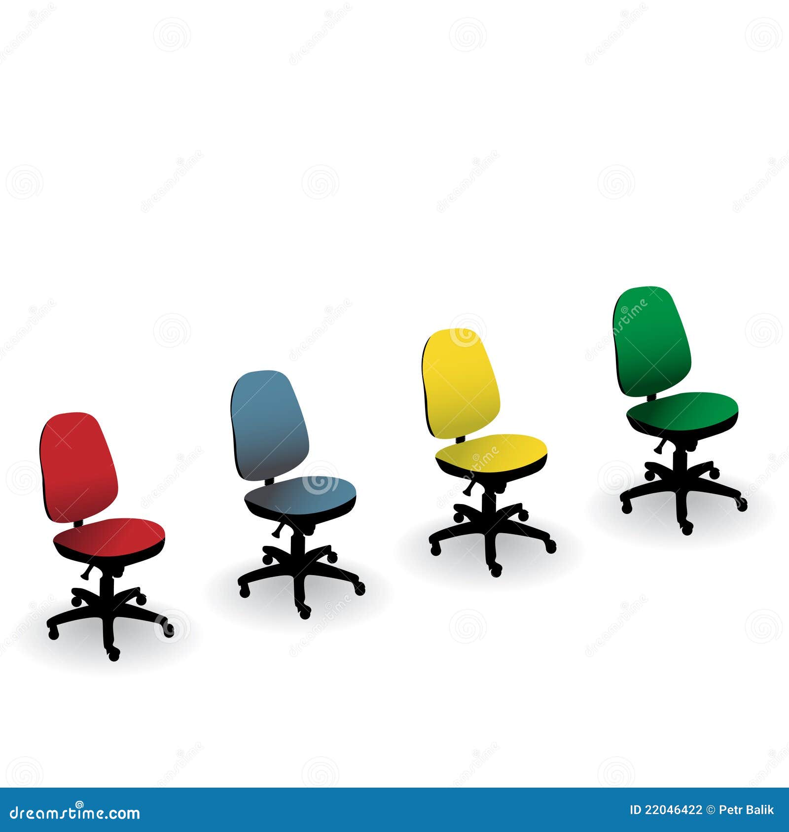 Four color office chairs stock illustration. Illustration of couple ...