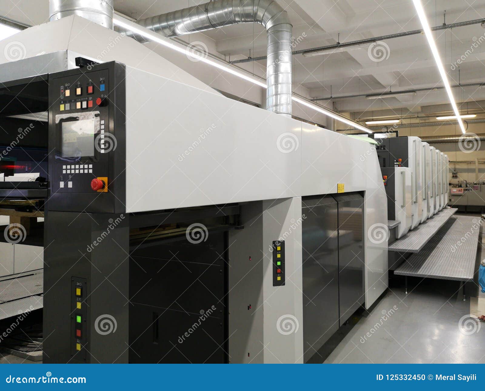 Four Color Printing Machine Stock Photo - Image of engineering, gear ...
