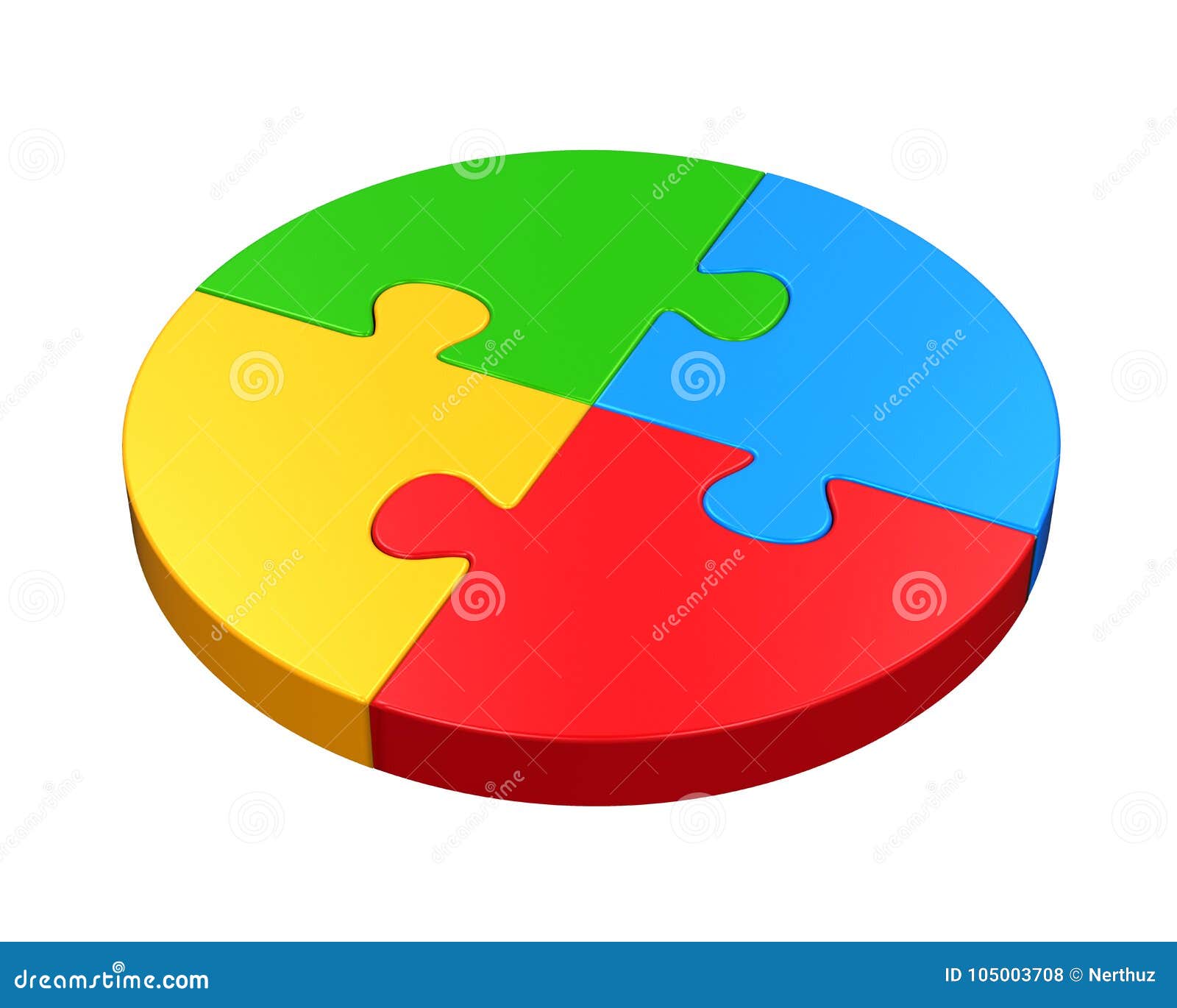 Four Color Puzzle Circle Isolated Stock Illustration - Illustration of ...