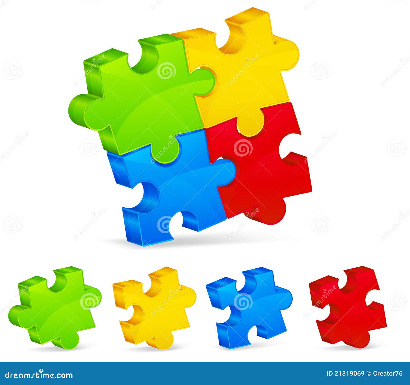 Four color puzzles stock vector. Illustration of icon - 21319069