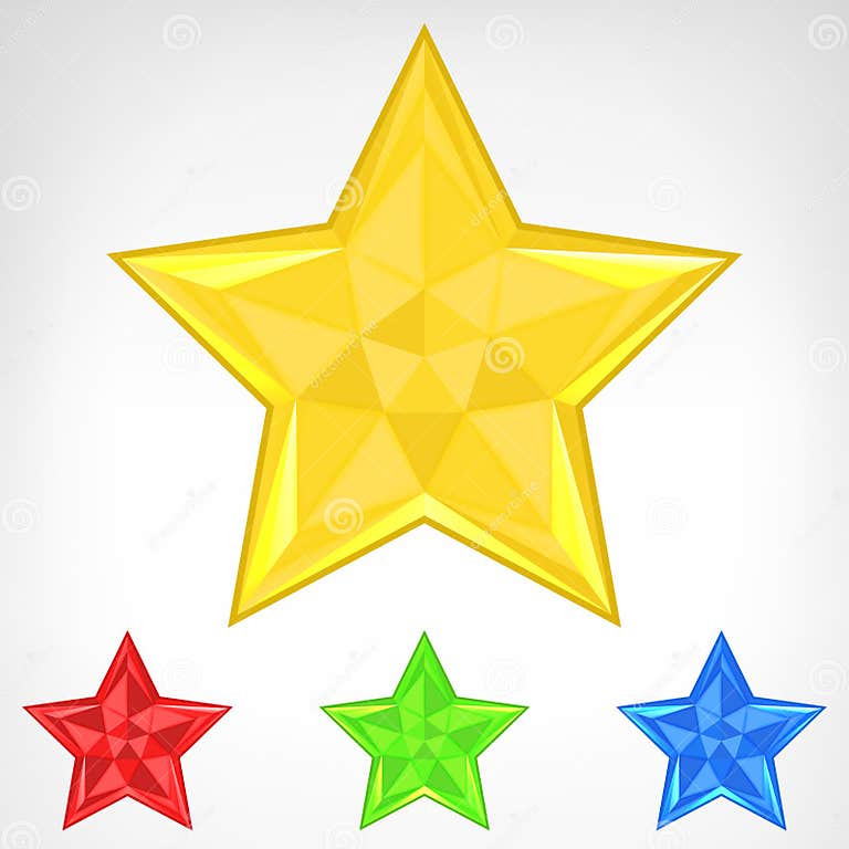 Four Color Star Element Set Isolated Stock Vector - Illustration of ...