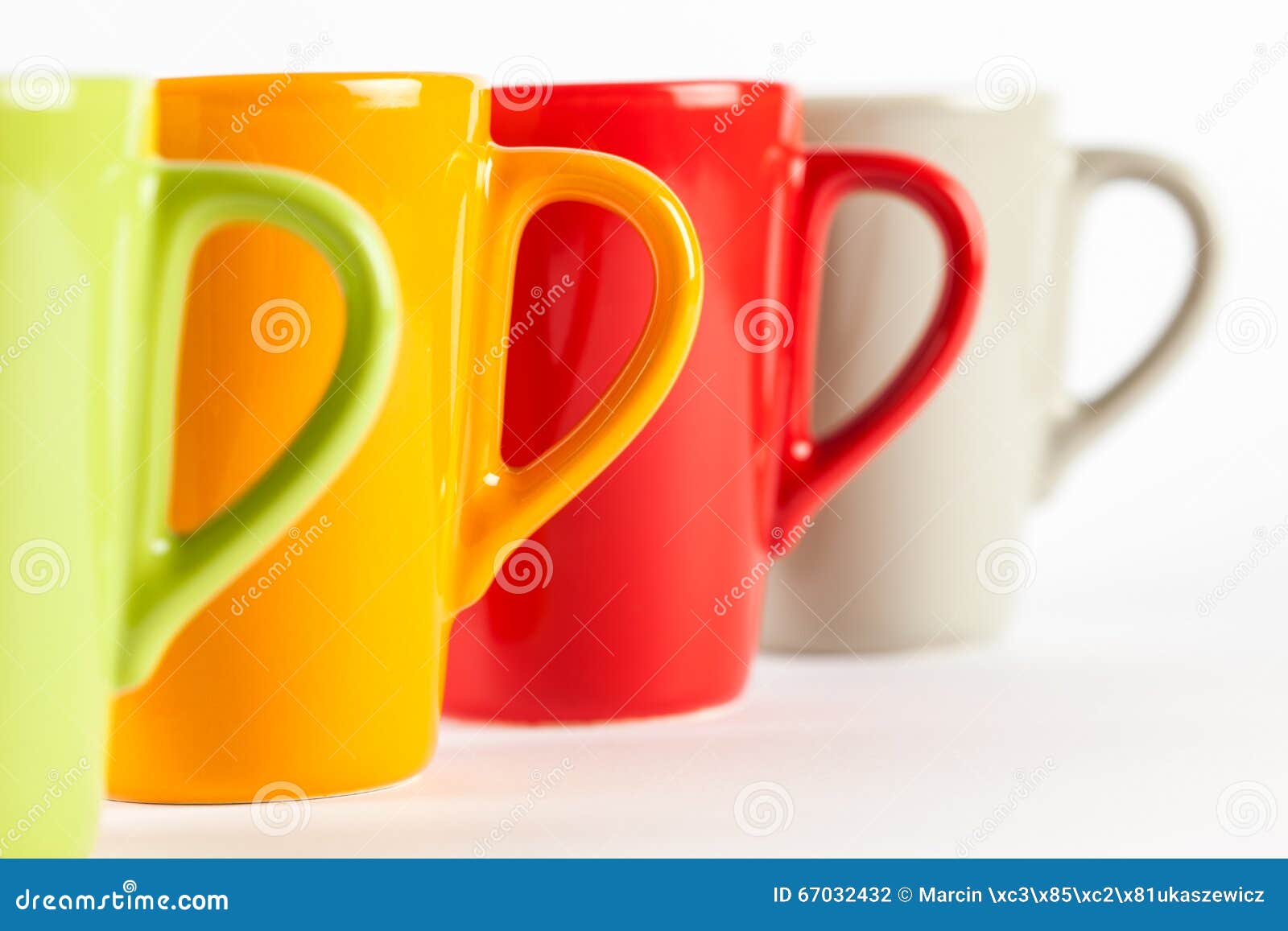 Four Color Tea Cups Shown in Row Stock Photo - Image of idea, colorful ...