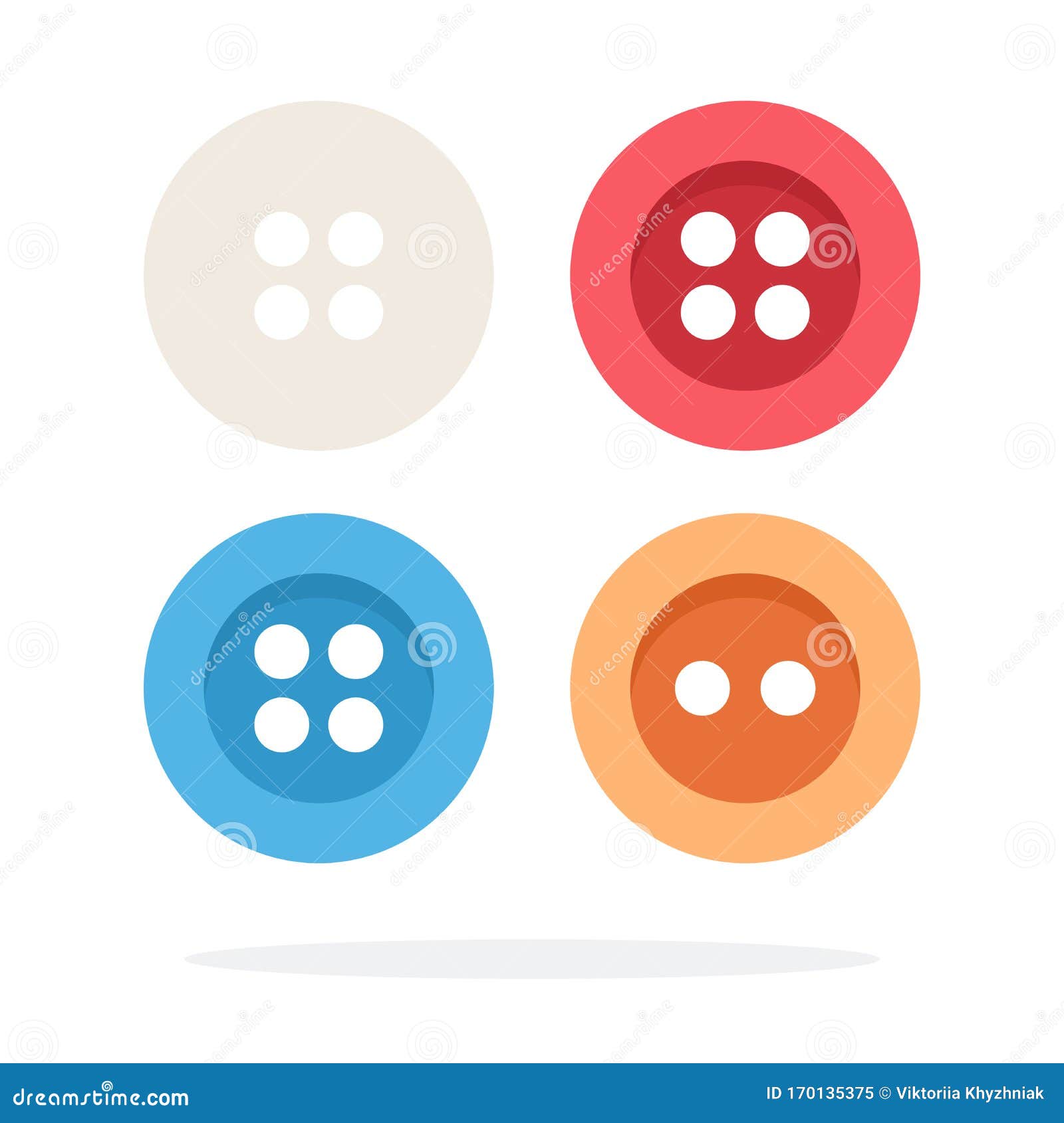 Four Colored Buttons Flat Isolated Stock Vector - Illustration of ...