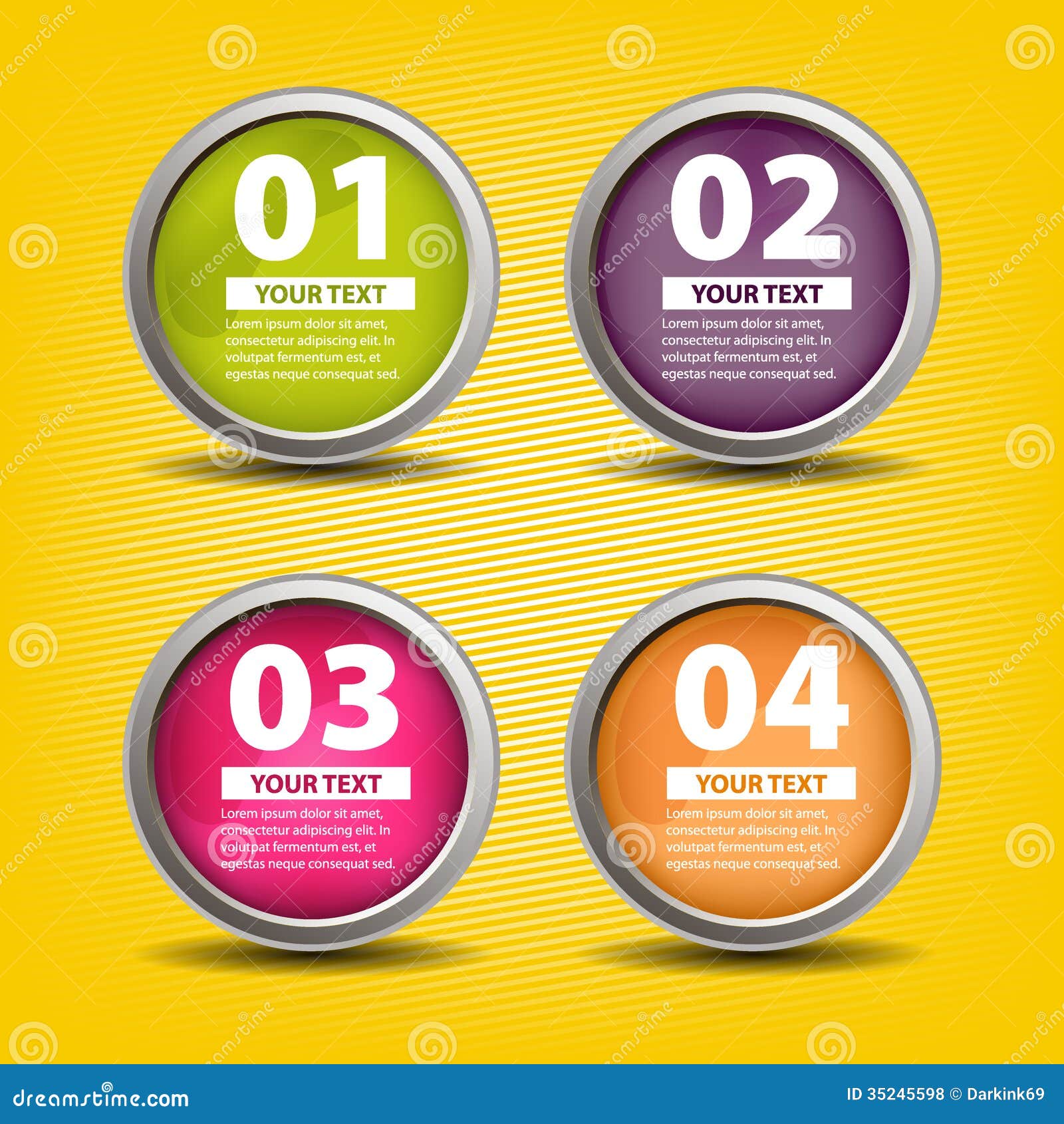 Four Colored Buttons in Infographic Style with Place for Your Own Text ...